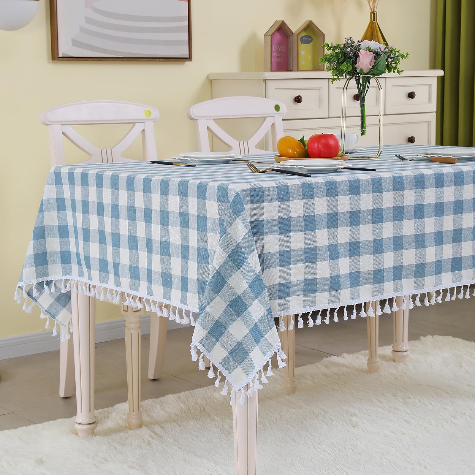 Amazon.com: KAYSUN Rustic Plaid Tassel Tablecloth-Country Buffalo Check ...