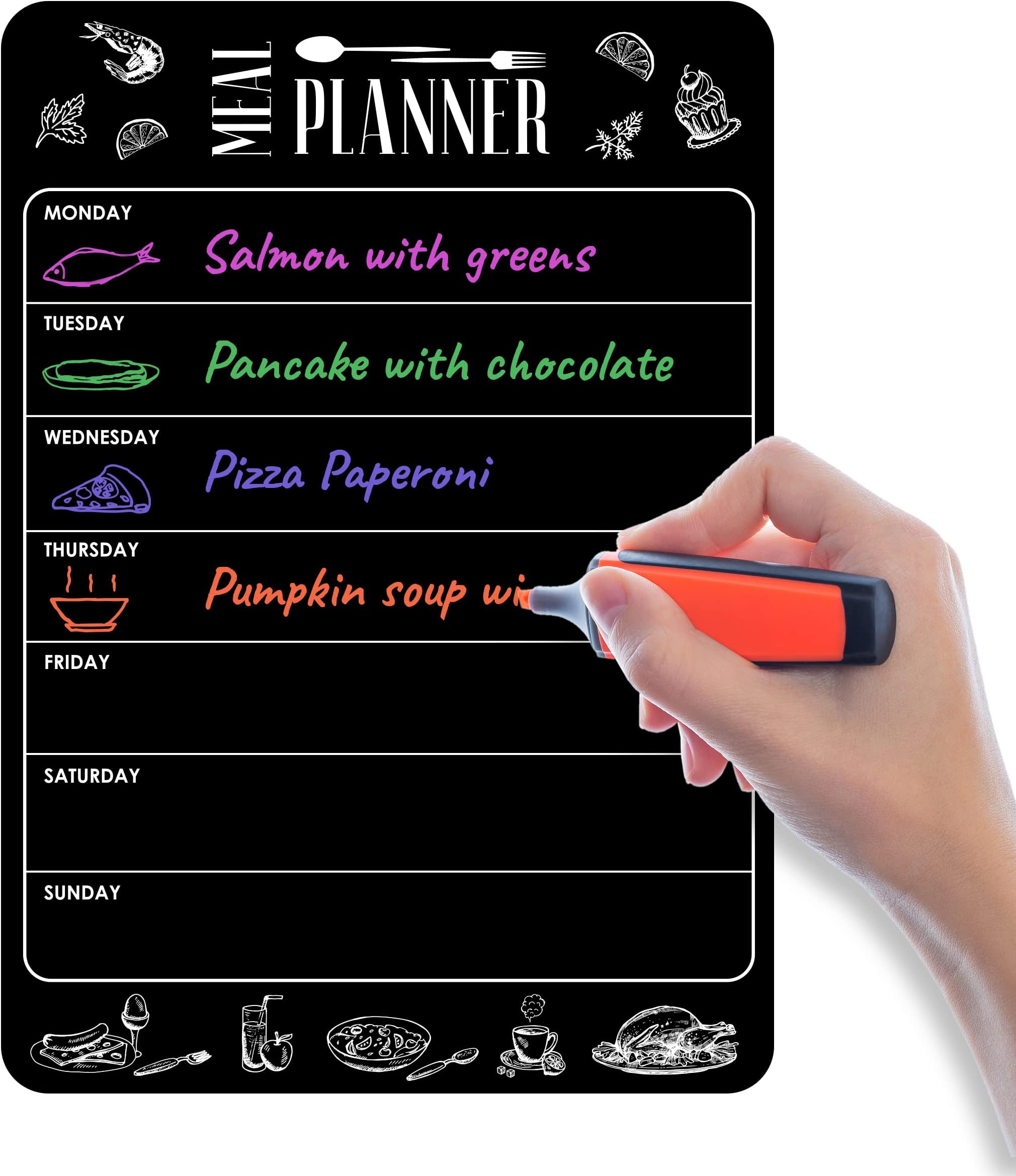 Amazon.com : Magnetic Refrigerator Chalkboard,Weekly Menu, Meal Planner ...