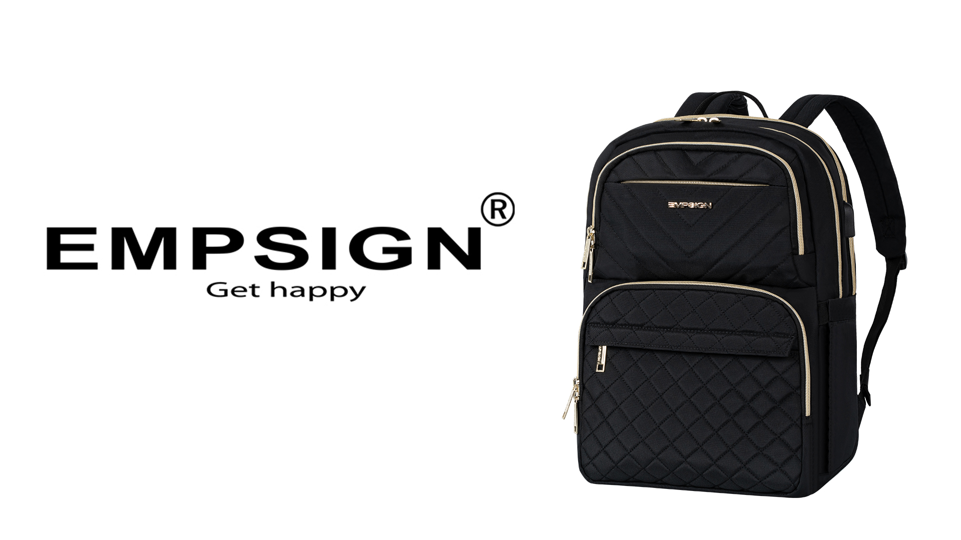 Watch EMPSIGN Laptop Backpack for Women Quilted Rucksack Black on ...