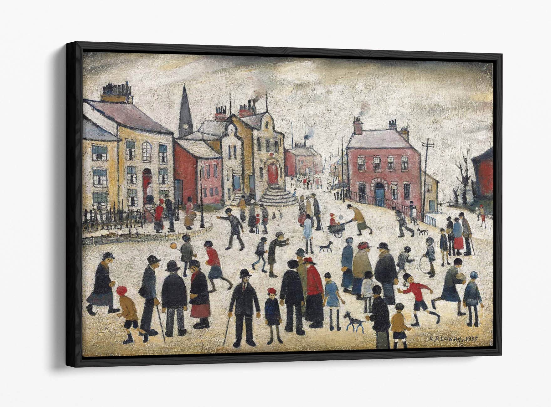 People Standing About Ls Lowry Style Canvas Floater Frame Print Picture ...