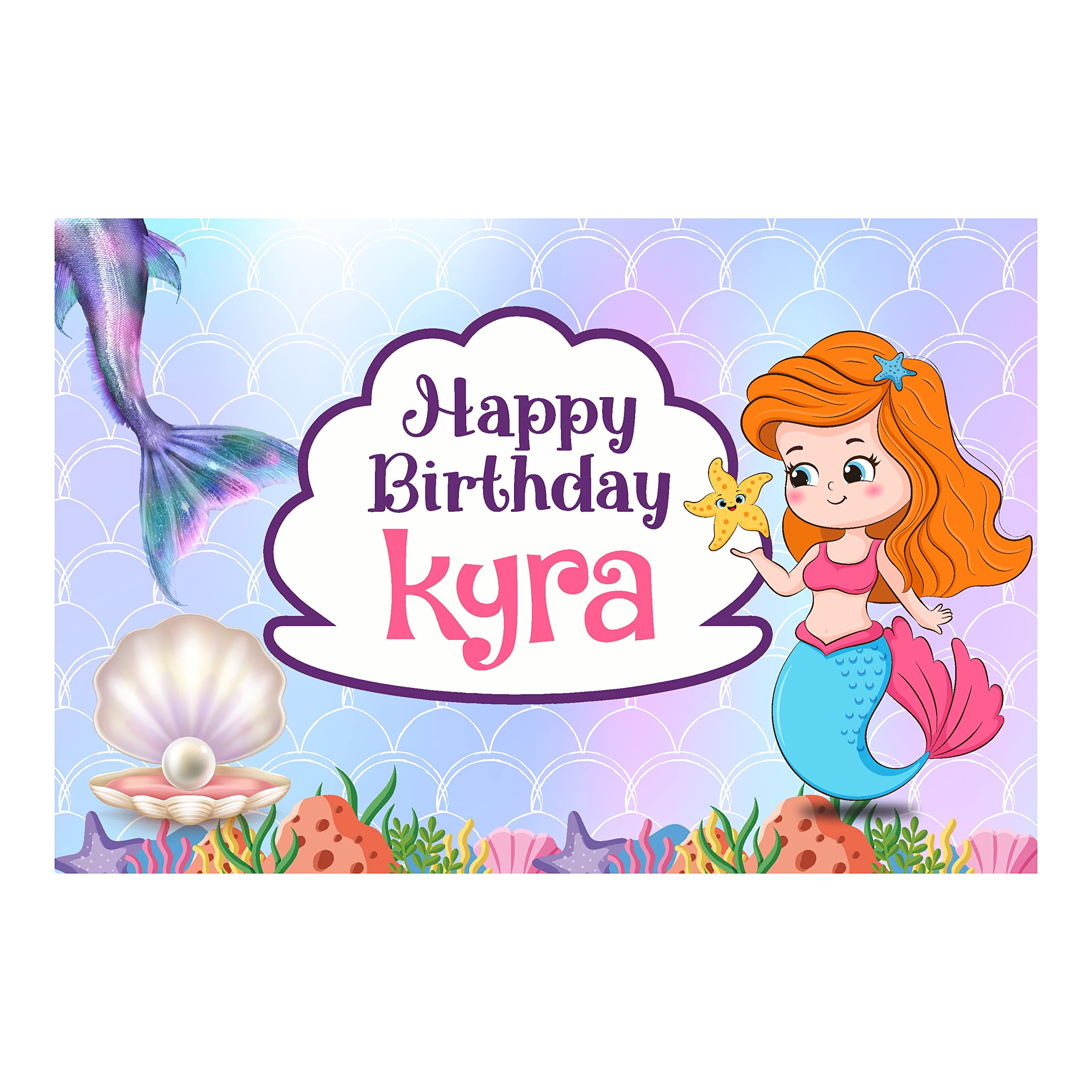 Buy The Blu Party Classic Mermaid Theme Birthday Backdrop, Banner ...