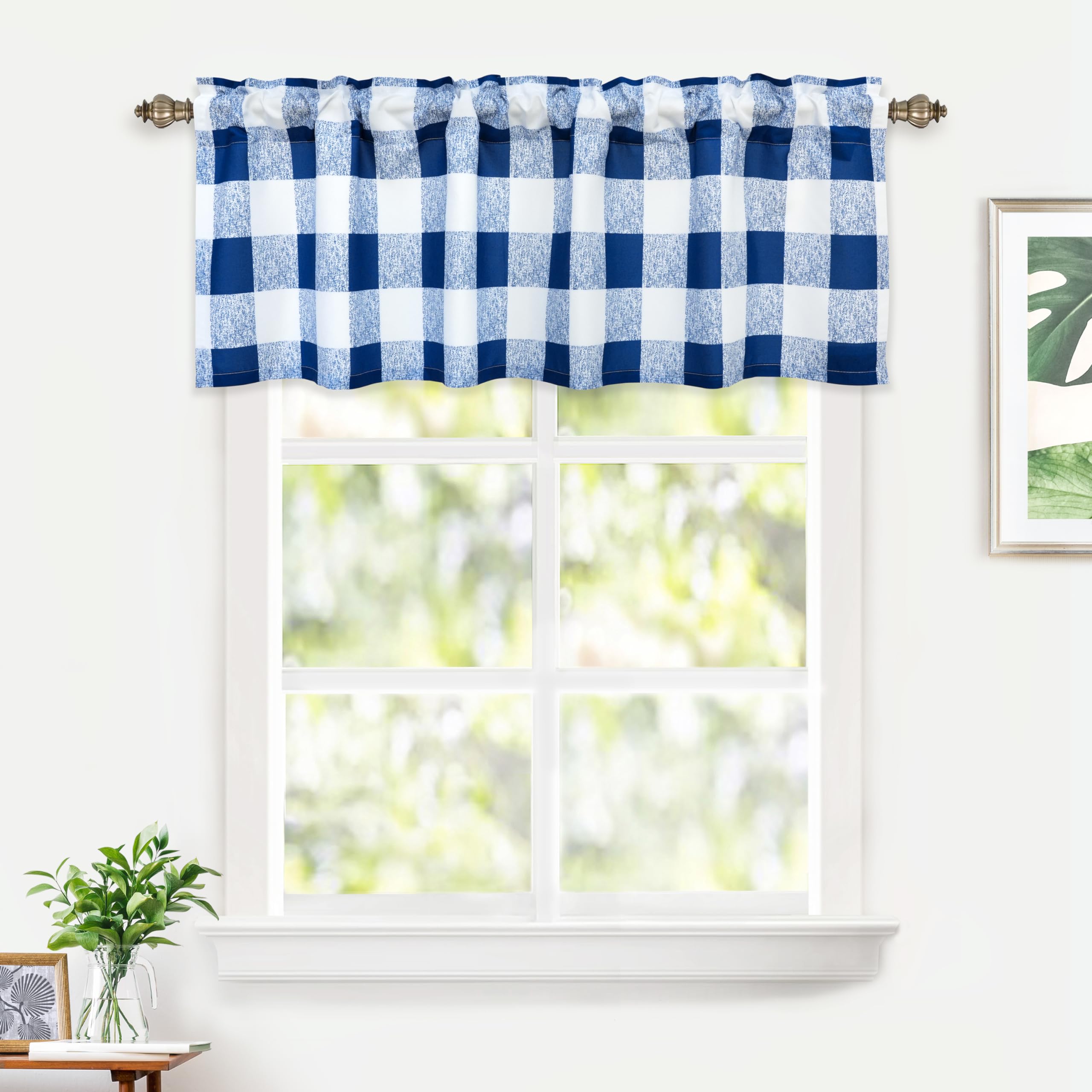 Amazon.com: DriftAway Semi Sheer Buffalo Plaid Check Window Valance ...