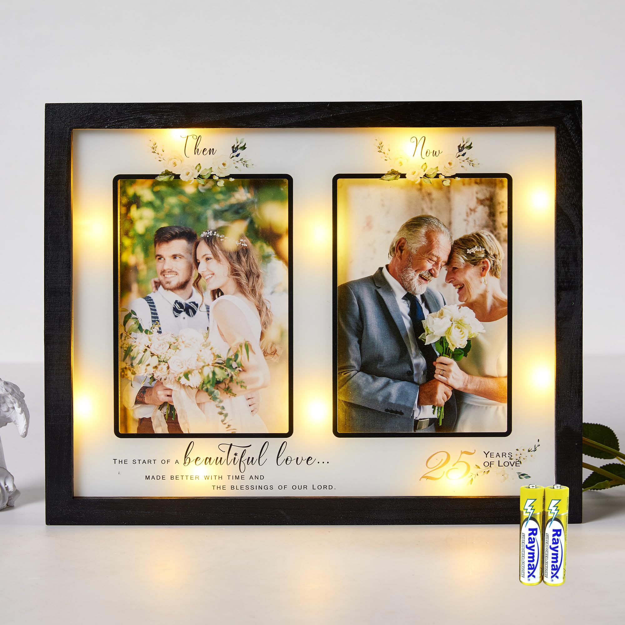 Snapklik.com : Then & Now 25th Anniversary Picture Frame For Couple, Celebrate Years Of Love ...