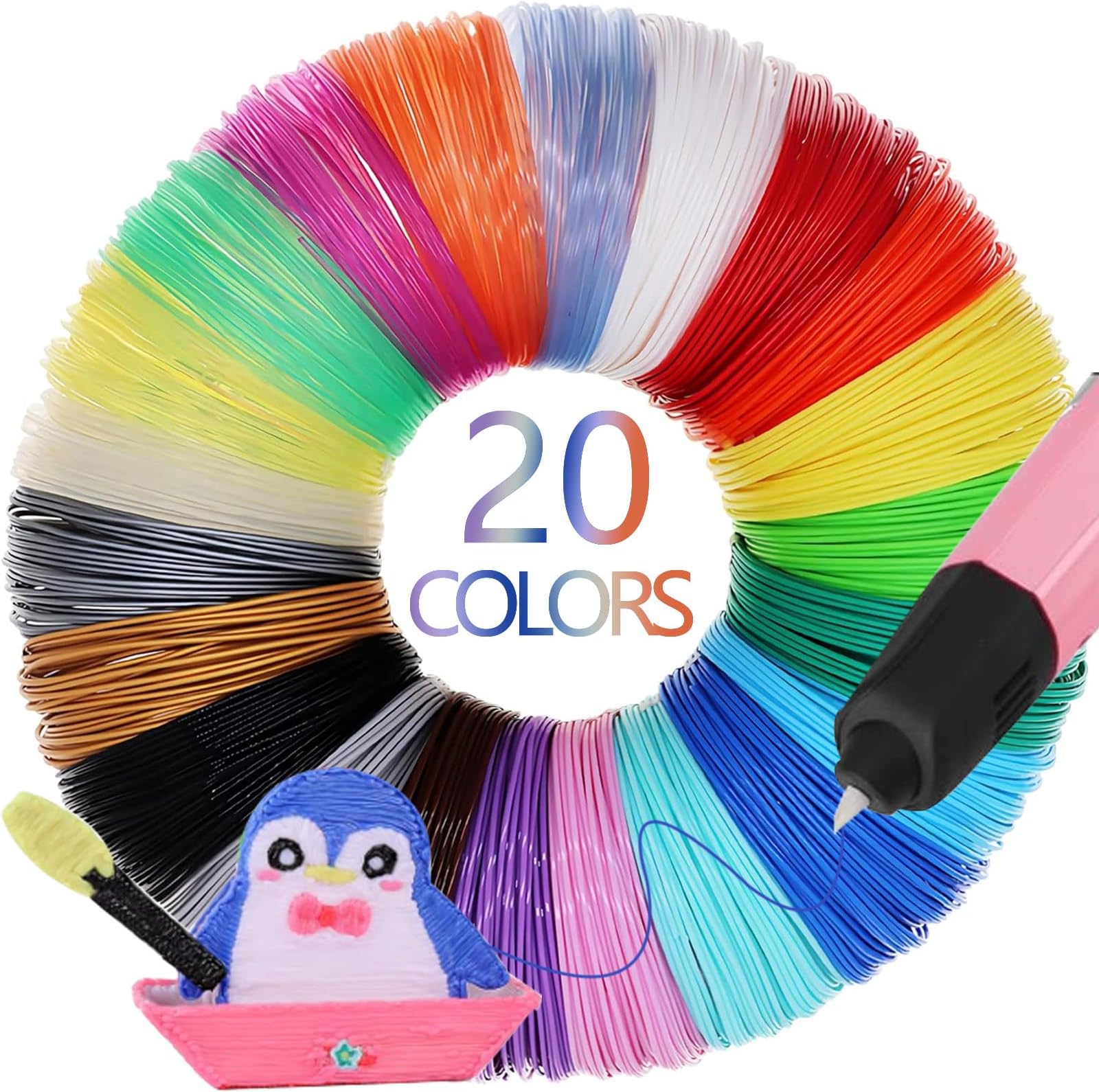 Amazon.co.jp: 3Dペン フィラメント 20色 各色5 m PCLフィラメント 3Dプリンター/3Dペン用 3Dプリント印刷ペン用マテリアル セット 低温 1.75 mm径 精確度 ...