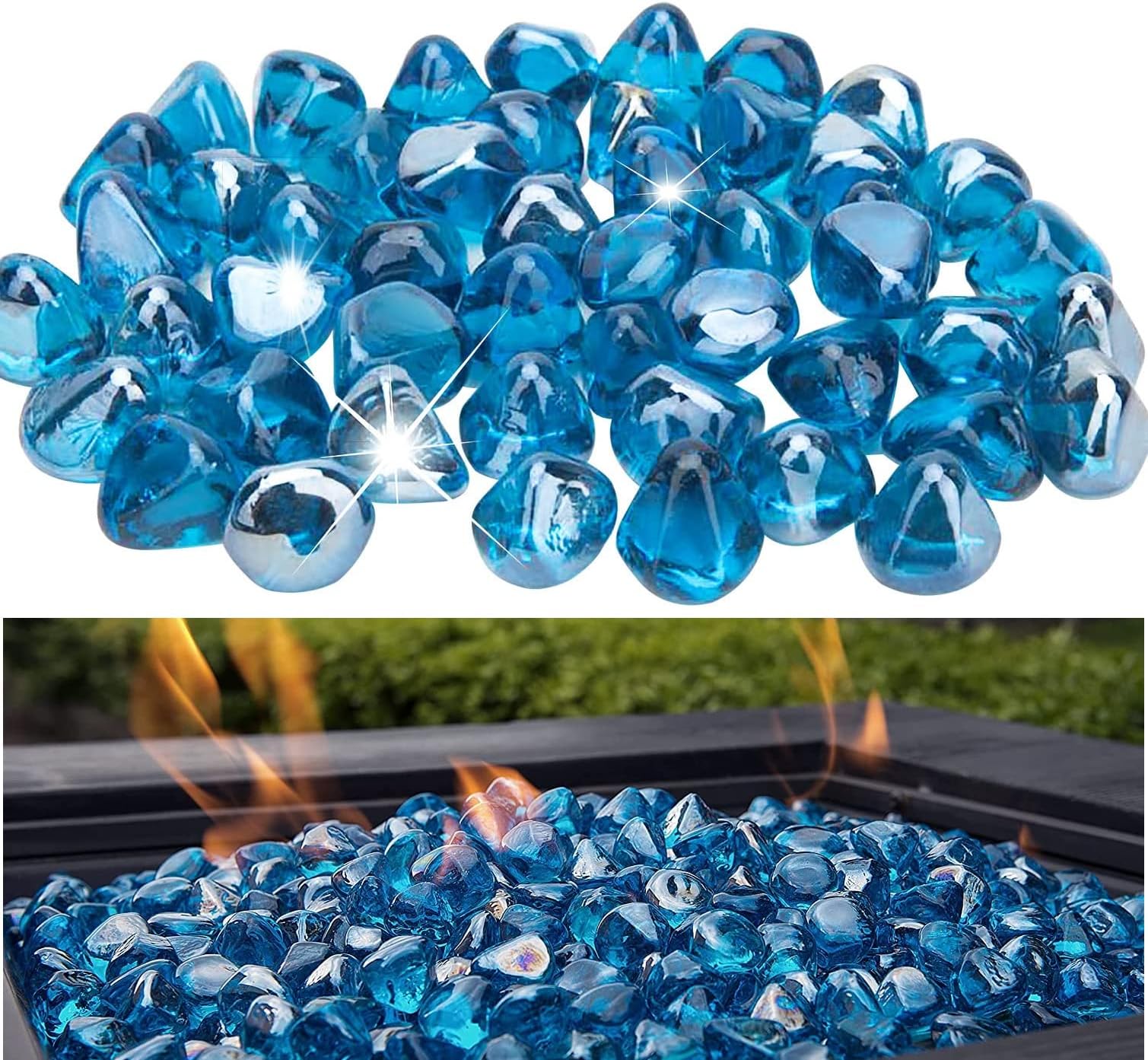 Amazon.com: CALU LUKY Fire Glass Diamonds for Fire Pit,Fire Glass ...