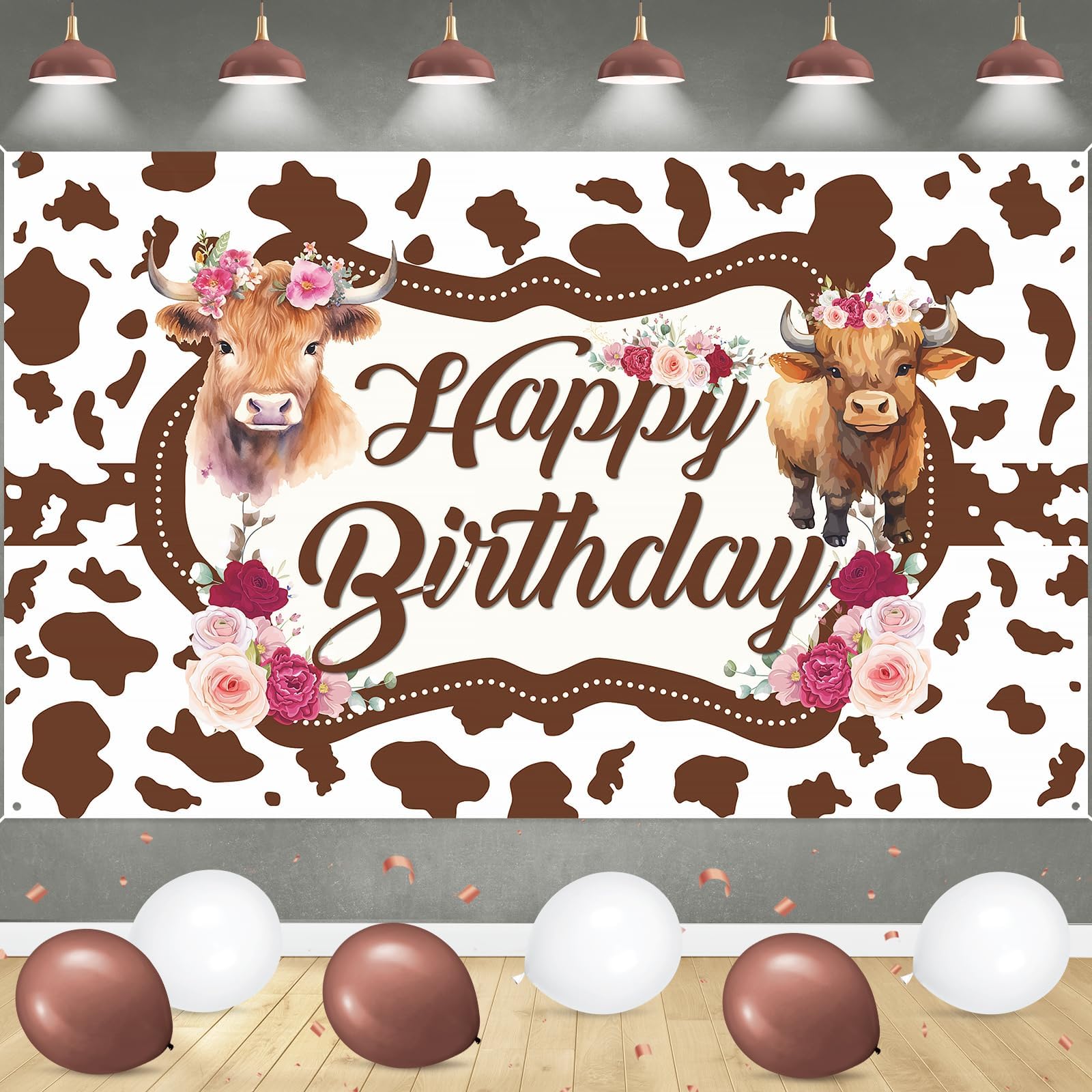 Amazon.com: Highland Cow Birthday Party Decorations Brown Highland Cow ...