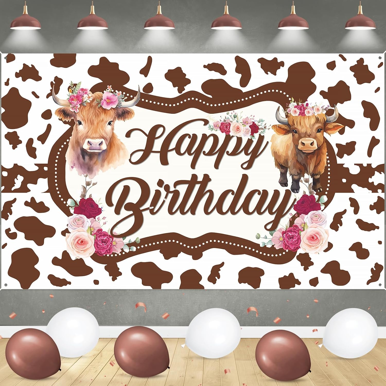 Amazon.com: Highland Cow Birthday Party Decorations Brown Highland Cow ...