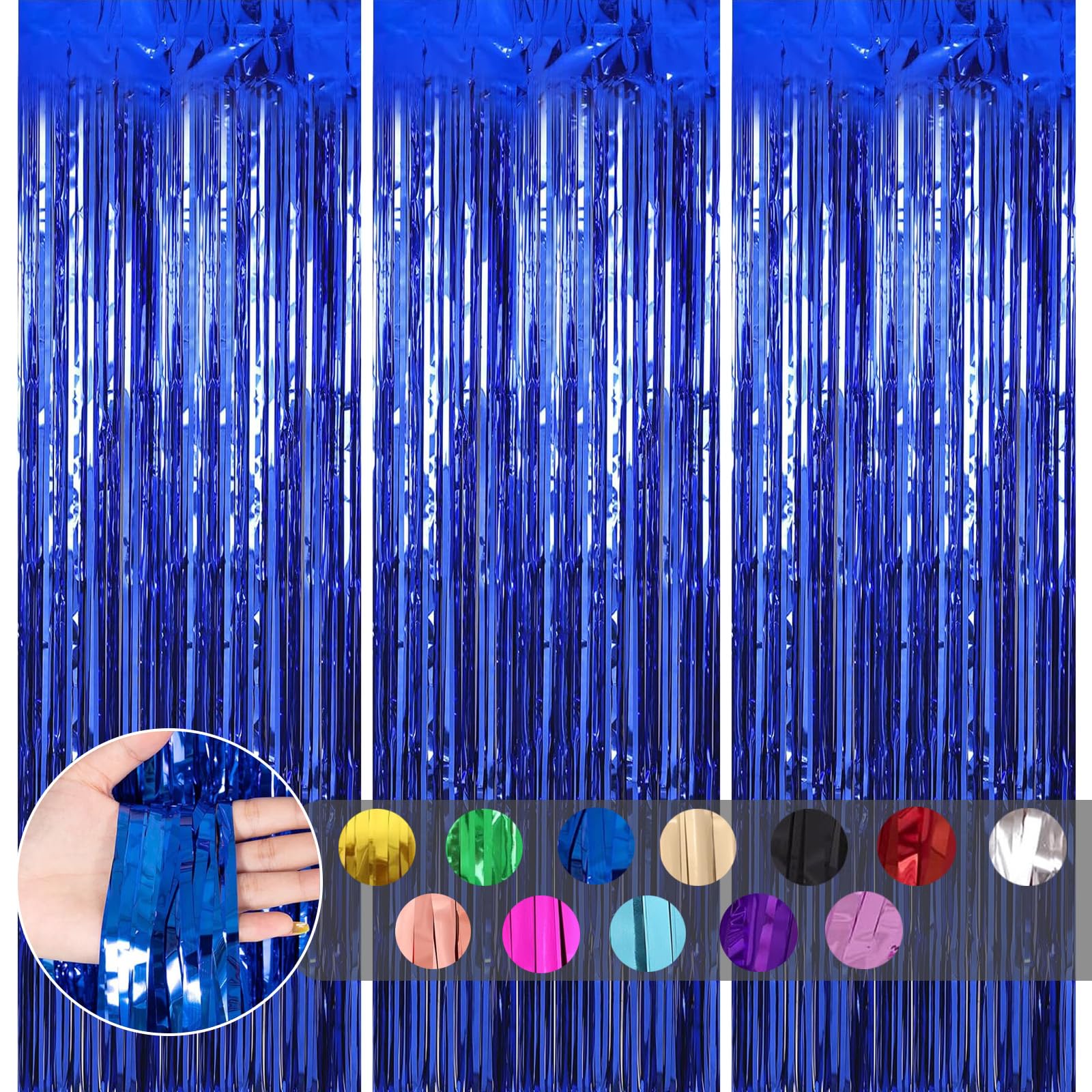 1 x Brand New 3pcs Glitter Blue Tinsel Curtains Foil Door Curtain Party ...