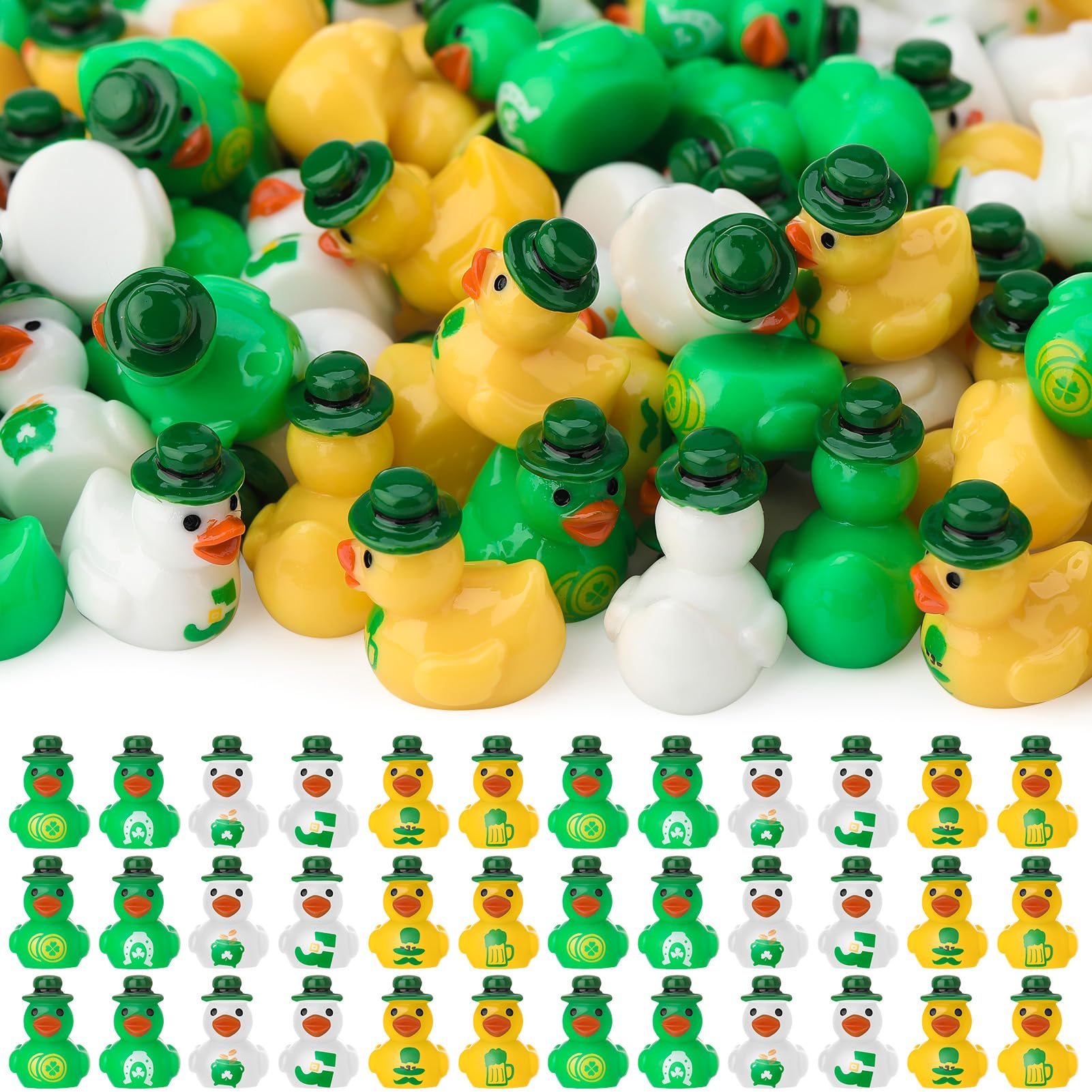 Amazon.com: GGSTDDUP 60 Pcs St. Patrick’s Day Mini Resin Ducks 6 Styles ...