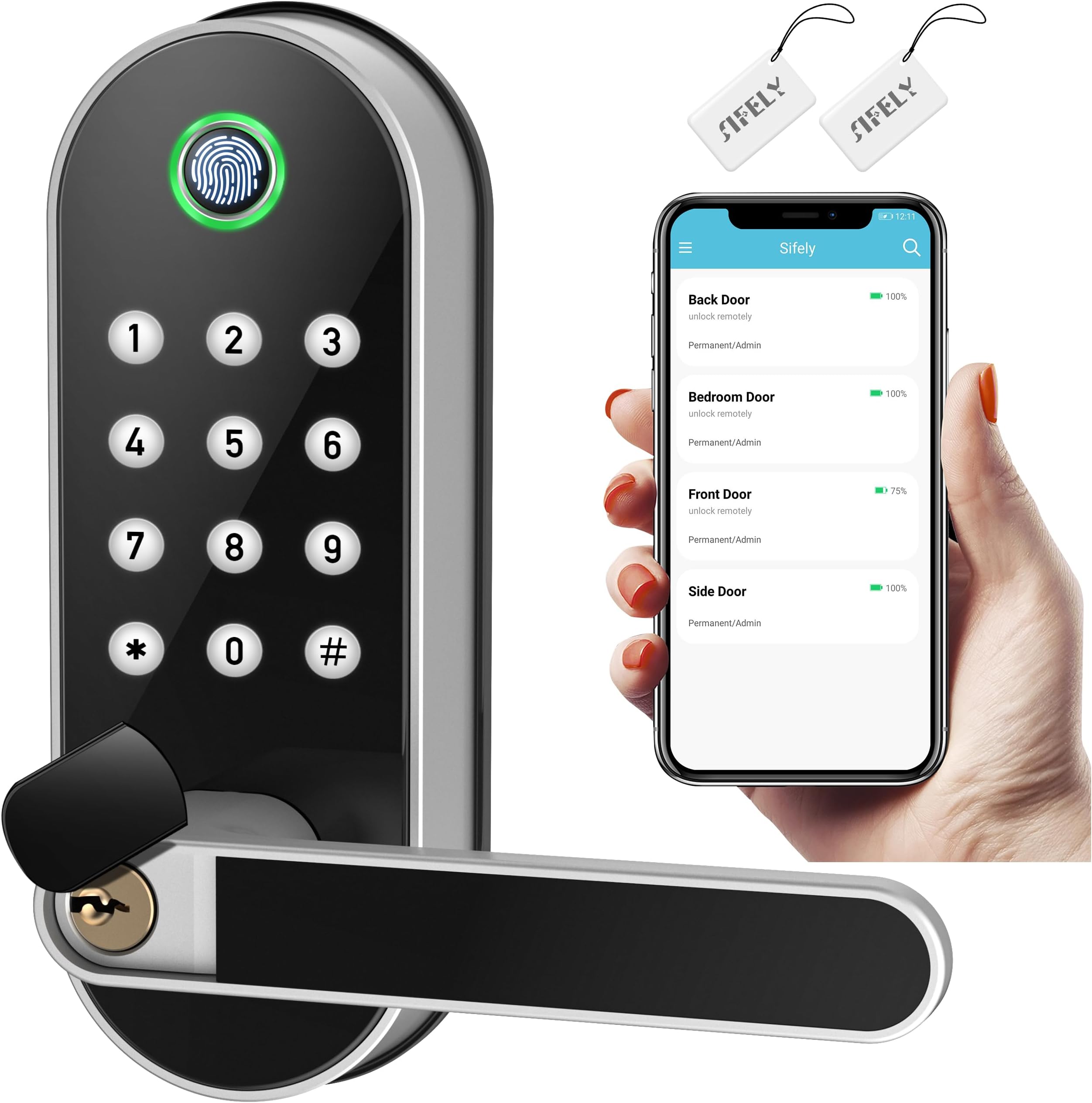Fingerprint Door Lock Set - TEEHO Keyless Entry Door Lock with Handle ...