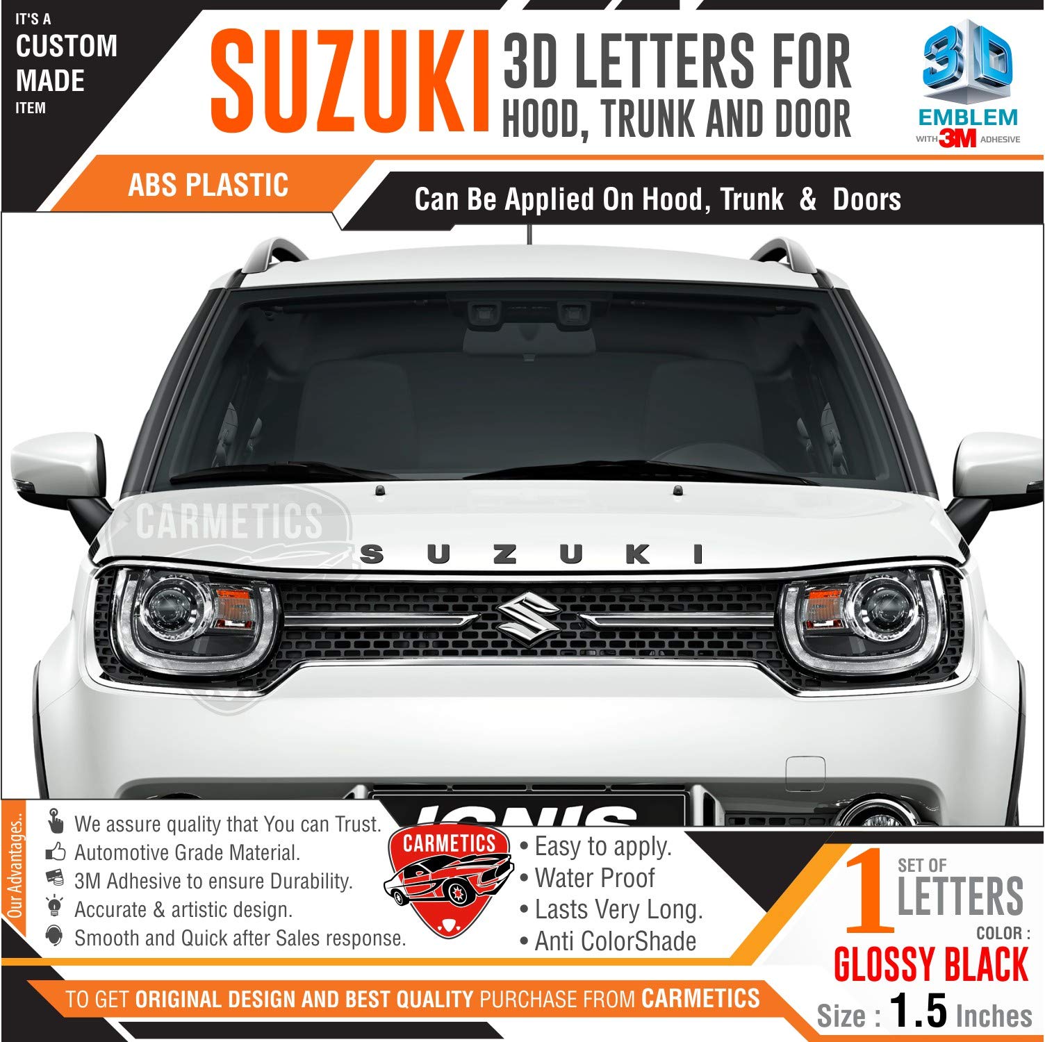 Buy CarMetics Suzuki 3D Car Sticker Logo Emblem Accessories Letters for ...