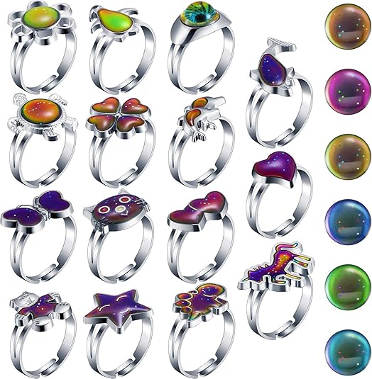 Amazon.com: Hicarer 15 Pieces Mood Rings for Kids Adjustable Mixed ...