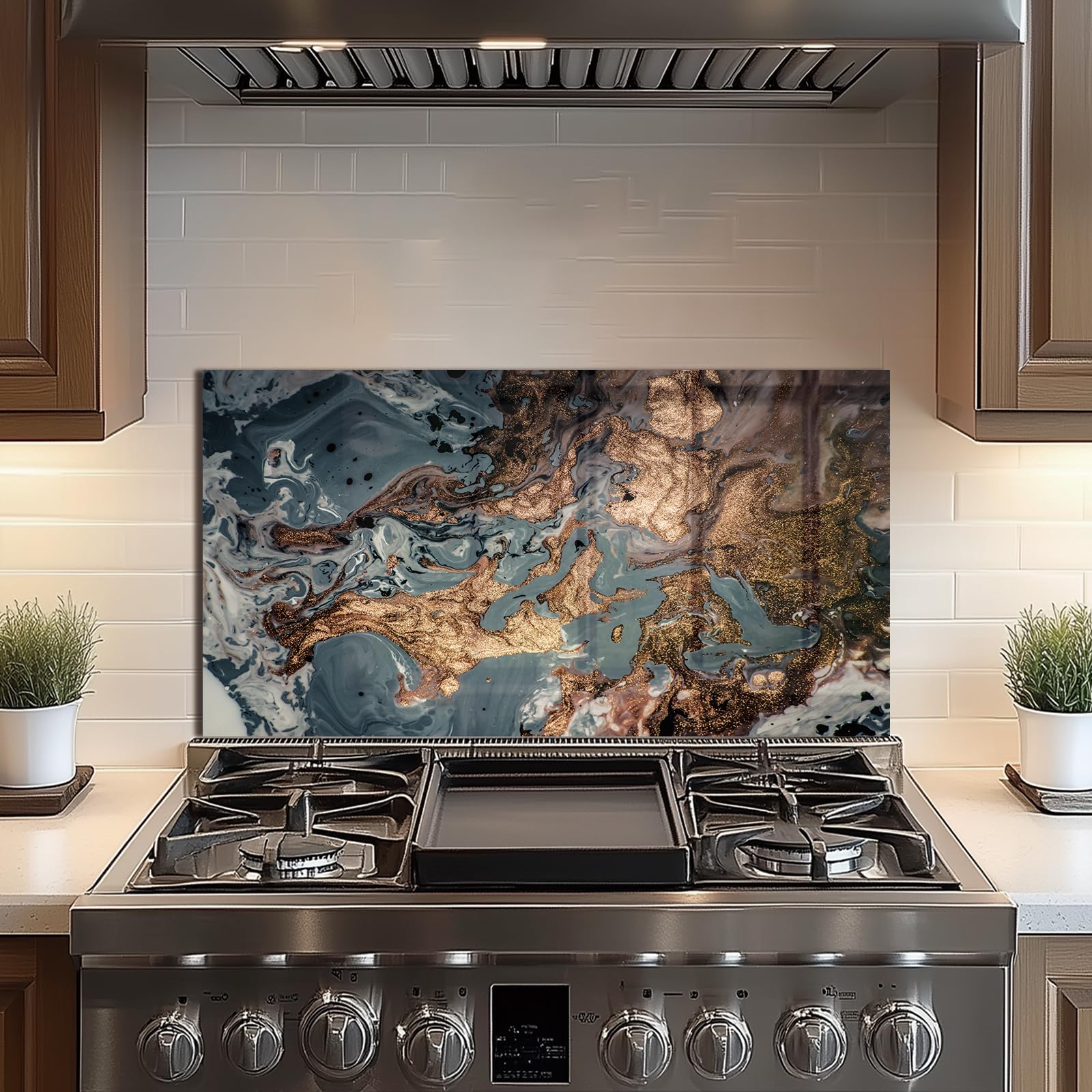 Amazon.com: DAIFURONGE Tempered Glass Backsplash For Kitchen Behind ...