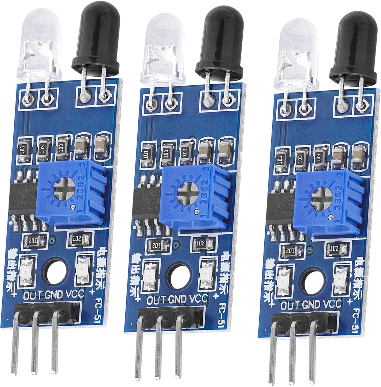 Lot de 5 Modules de Capteur Infrarouge Anti-Obstacle pour Voiture ...