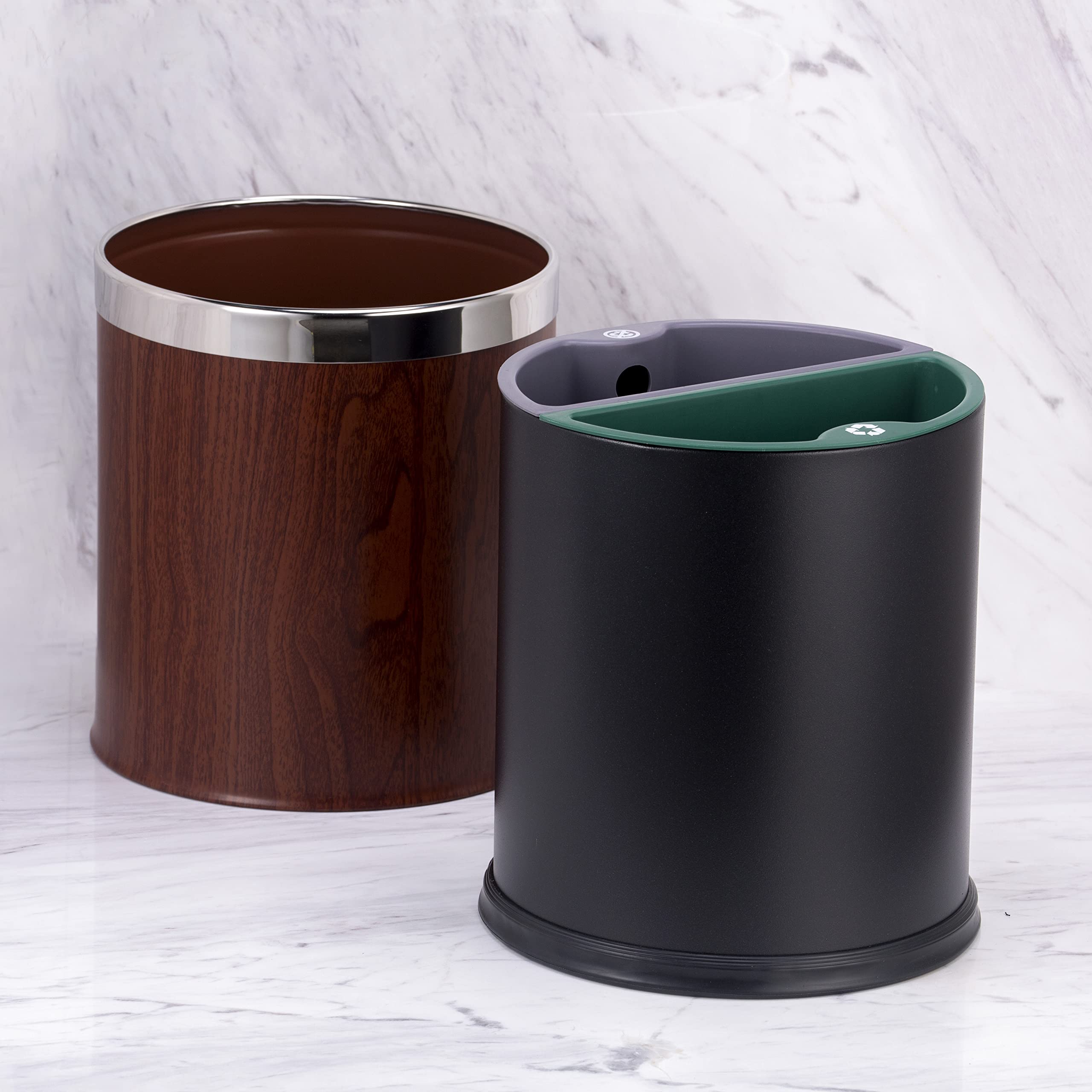 Hotel Room Recycling Bin Rectangle Hotel Waste Bin Double Layer Grey