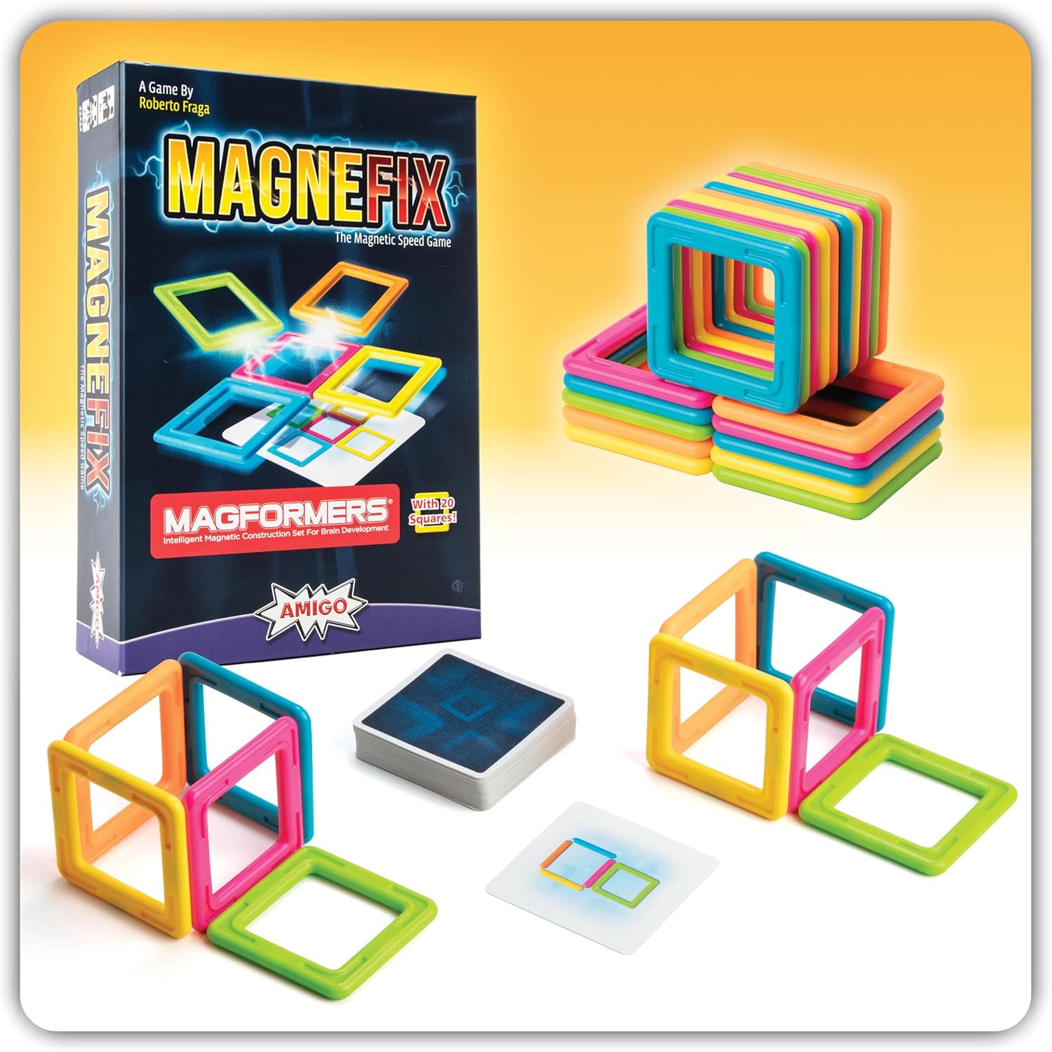 Amazon.com: Amigo Magnefix Magnetic Tile Game - Fun Board Game for Family Game Night or Parties ...