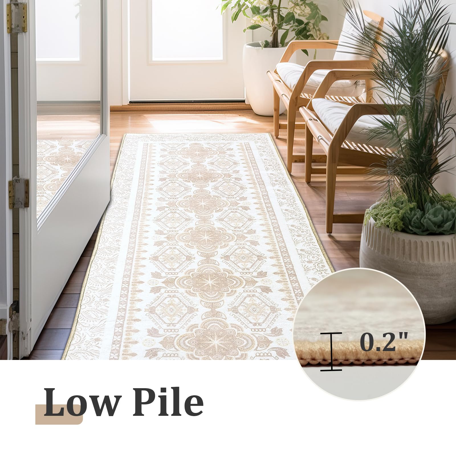 Washable Runner Rug 2'x8'- Boho Runners for Hallway Kitchen Entryway ...