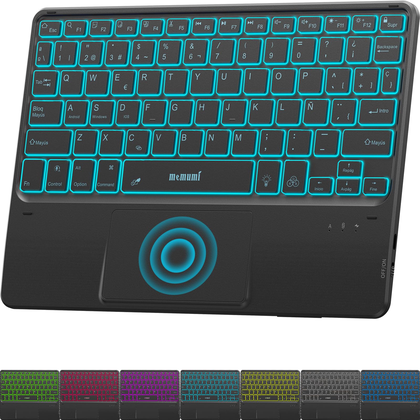 memumi Bluetooth Inalámbrico Teclado en Español Ñ con Touchpad ...
