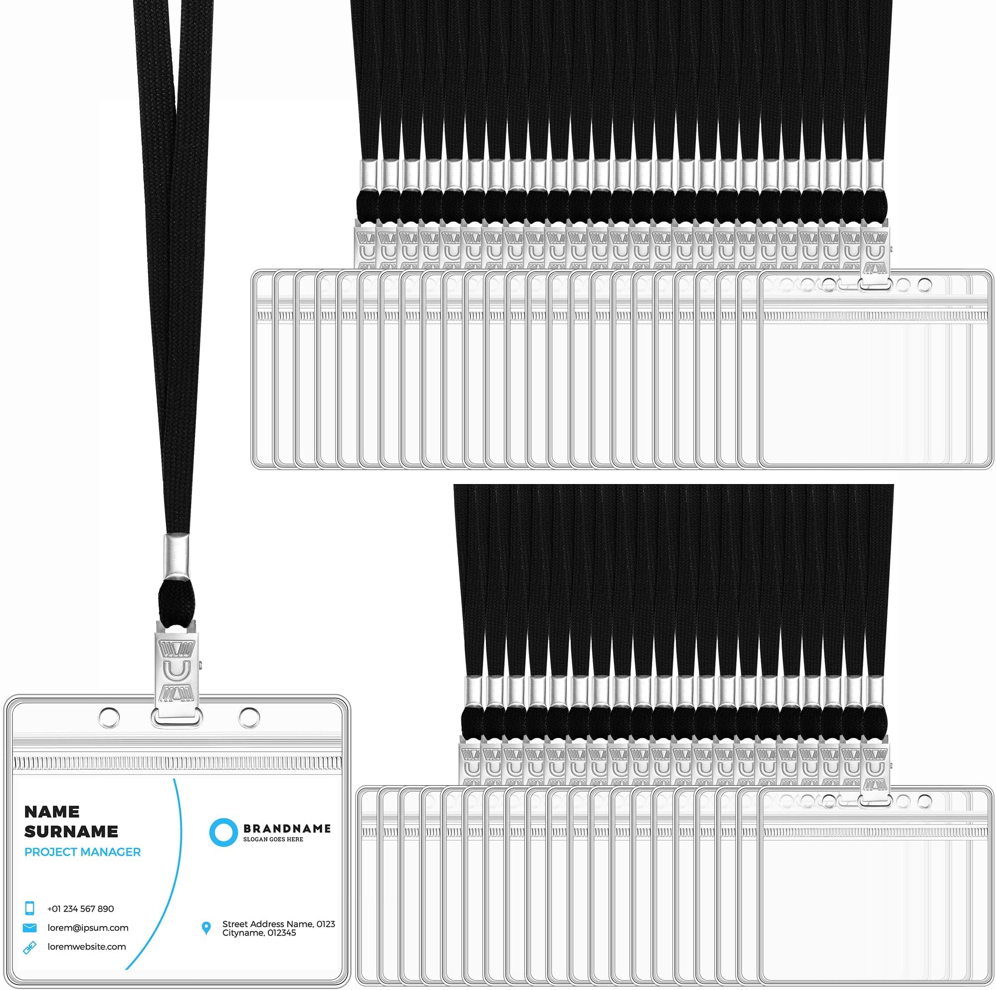 Amazon.com : Geyoga 150 Pack Clear Name Tag Card Holders with Lanyards ...