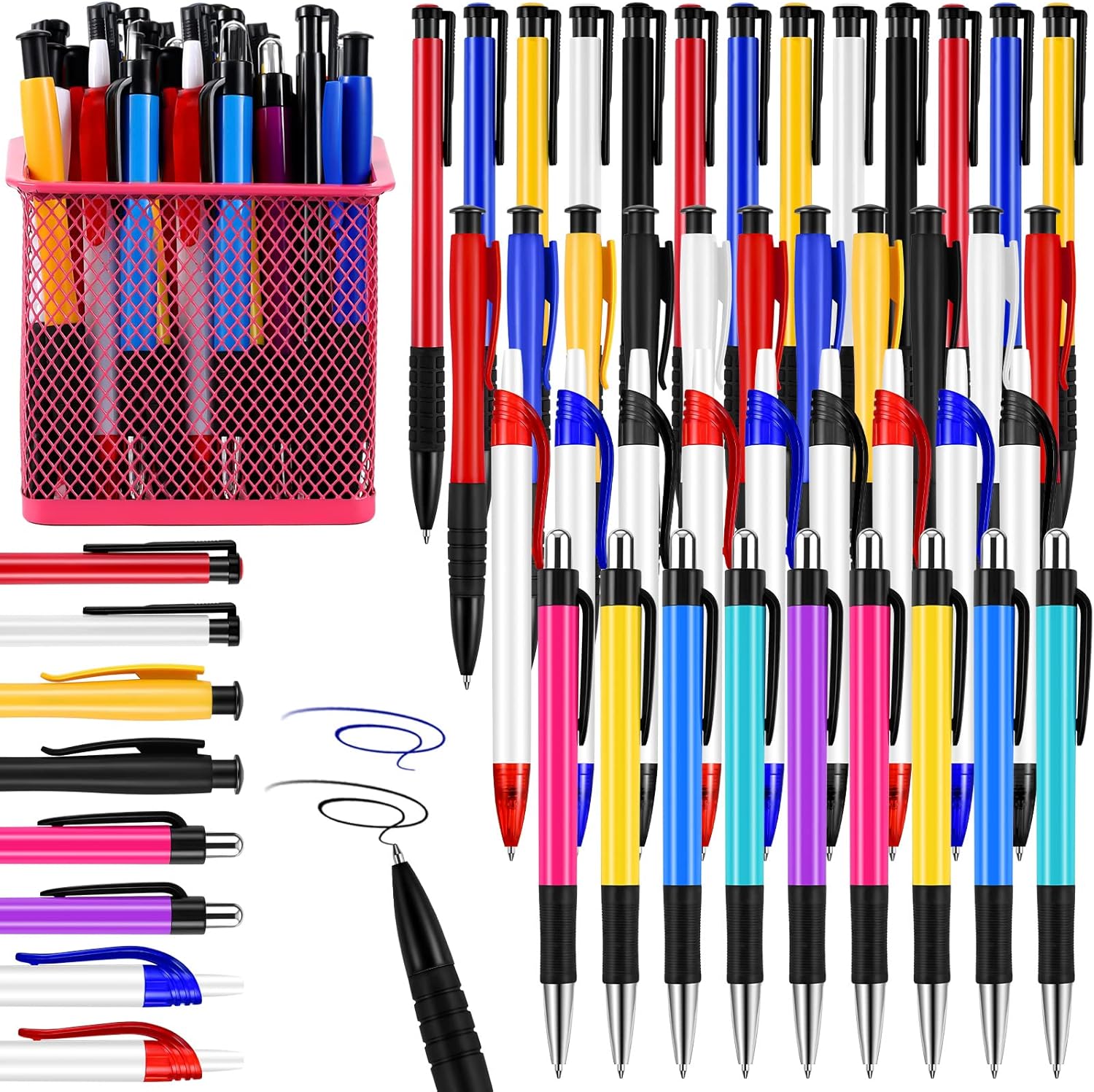Amazon.com : Sherr 600 Pcs Misprint Pens Bulk Plastic Retractable ...