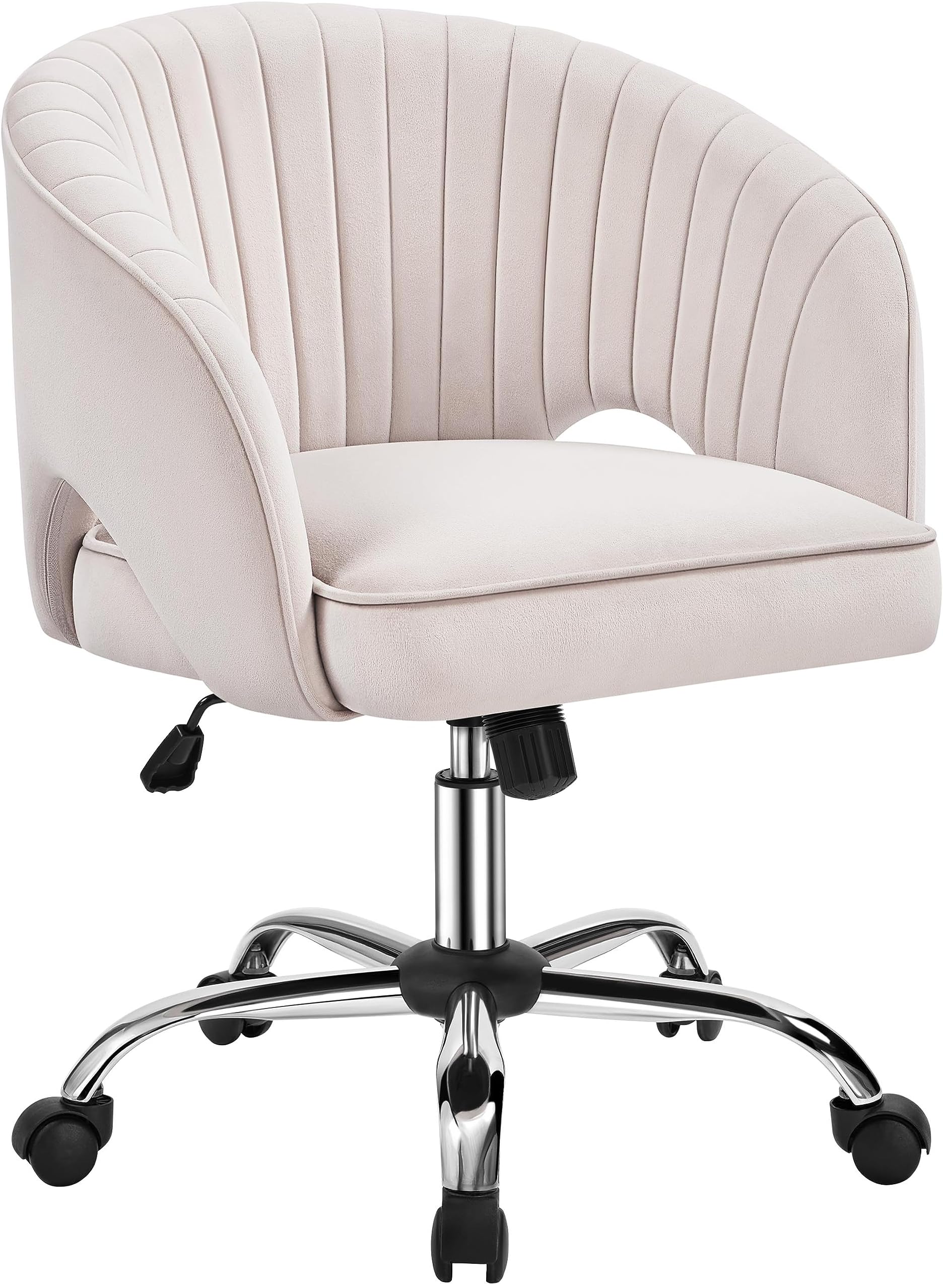 Yaheetech Velvet Desk Chair, Makeup Vanity Chair with Tufted Barrel ...