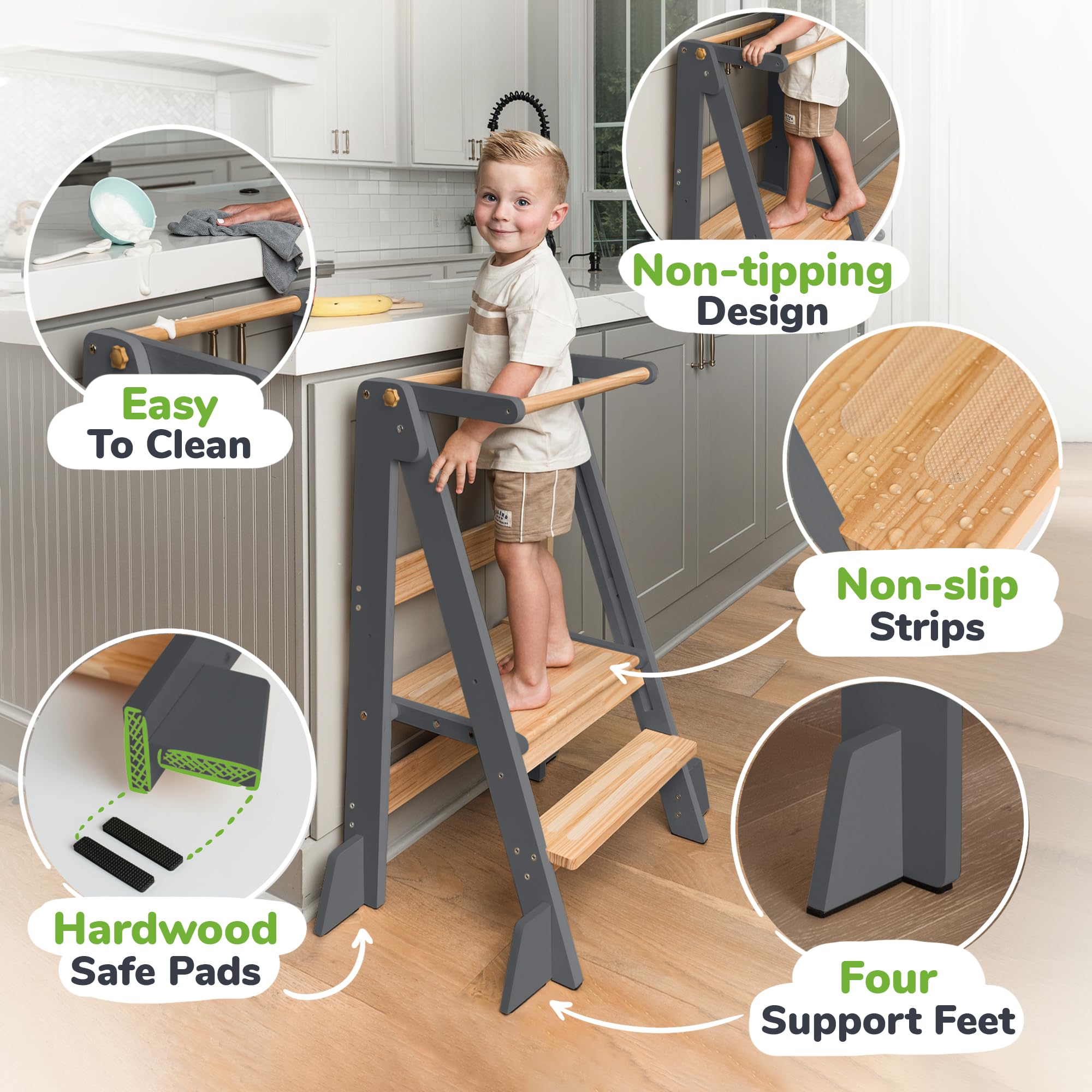 Snapklik.com : OCODILE Adjustable Foldable Toddler Tower Folding Tower ...