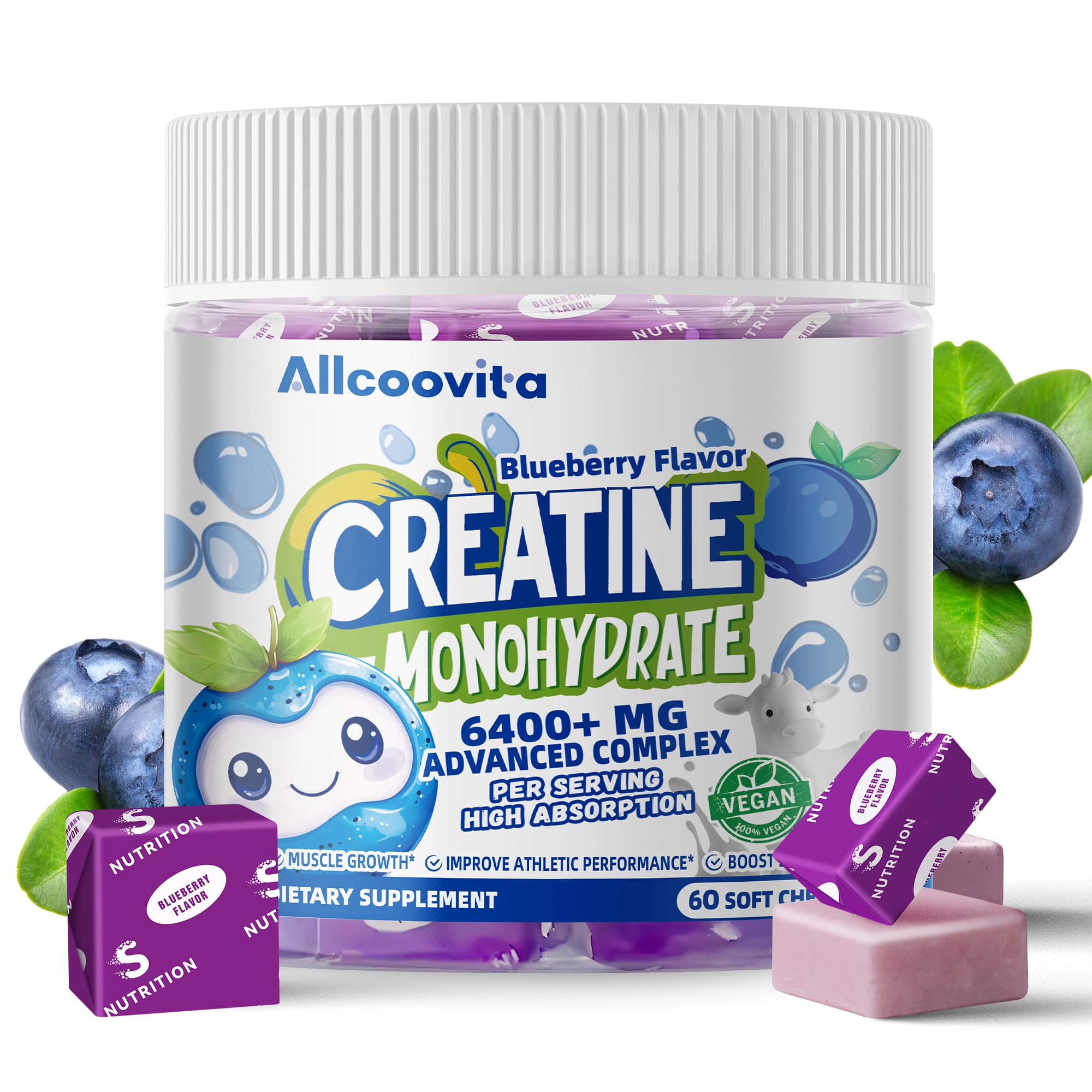 Amazon.com: Creatine Monohydrate Chews Complex 6400mg for Men & Women ...