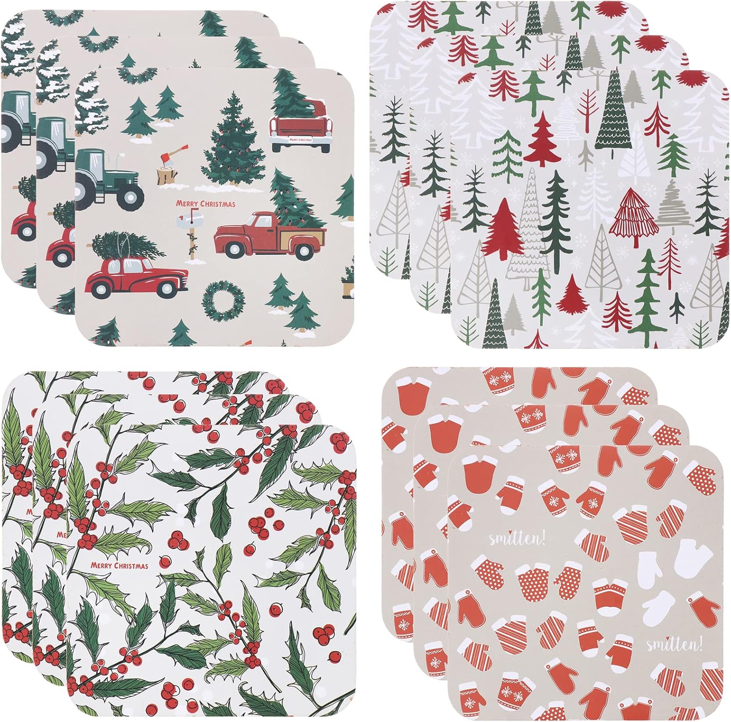 Amazon.com: Christmas Drink Coasters Set of 12 with Package ...