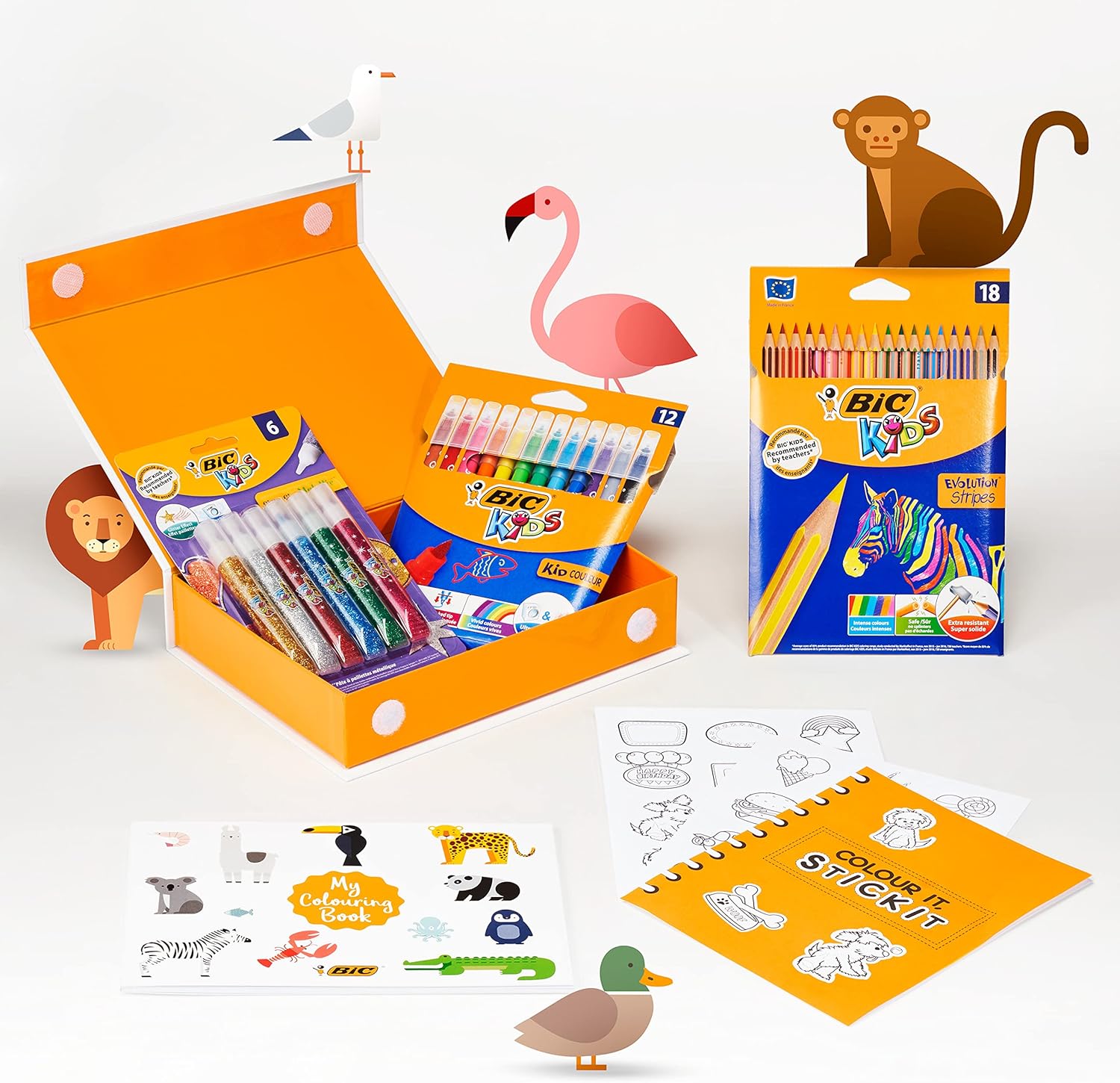 BIC My Colouring Box - Colouring Kit with 12 Markers/ 18 Colouring ...