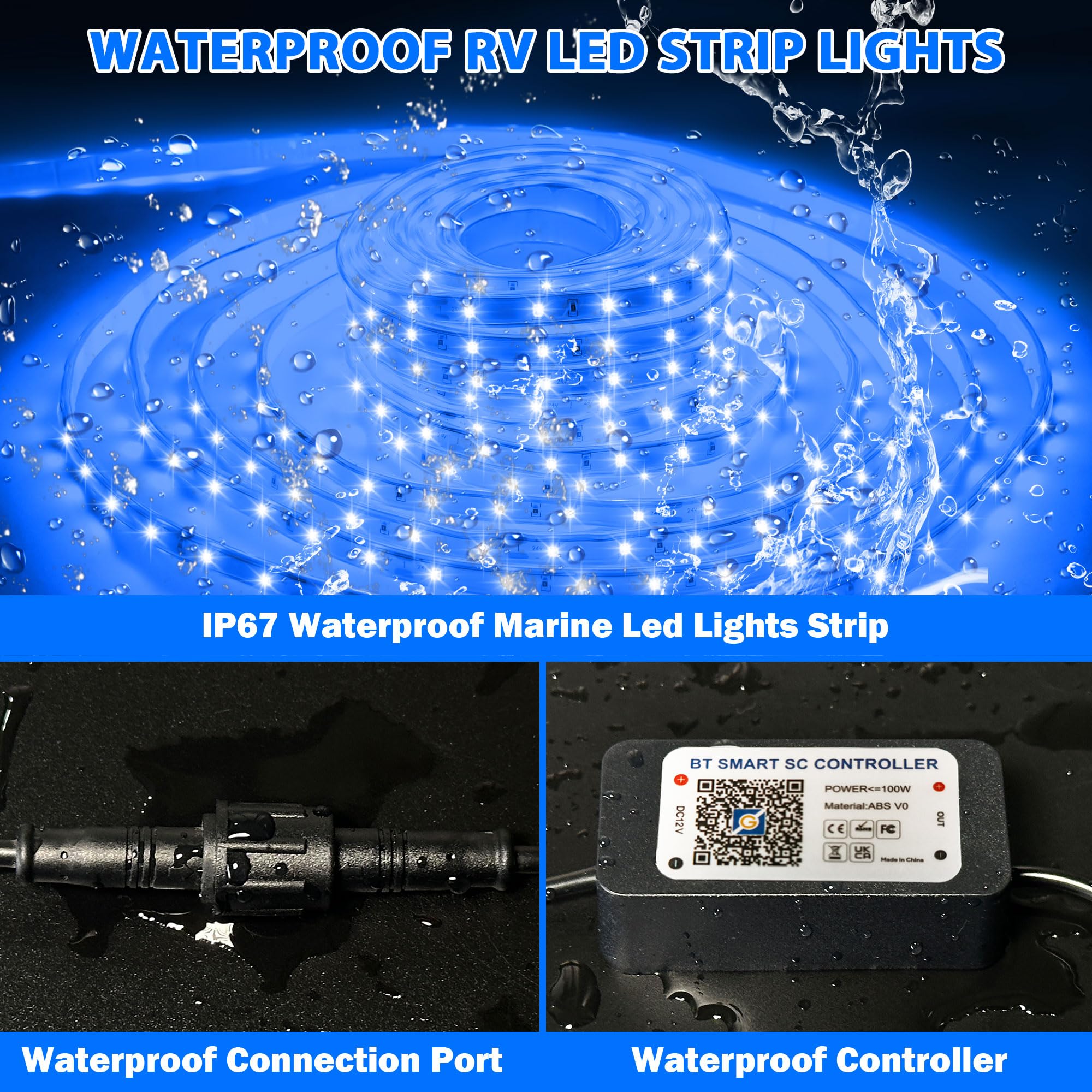 Snapklik.com : TENDIST RV Awning Led Lights Strip, 12V Blue Camper ...