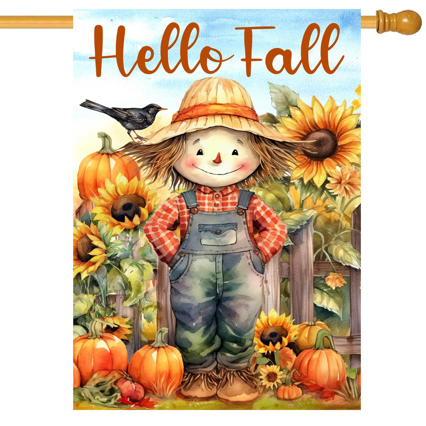 Amazon.com : Morigins Hello Fall Pumpkin Scarecrow Double Sided Yard ...