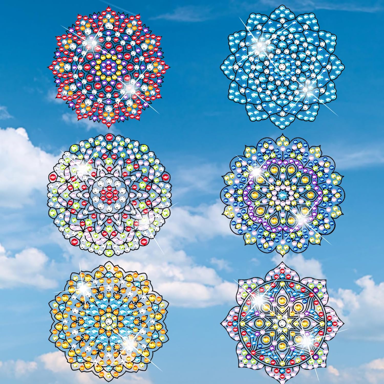 Amazon.com: ZYNERY 6 PCS Mandala Diamond Painting Window Clings ...