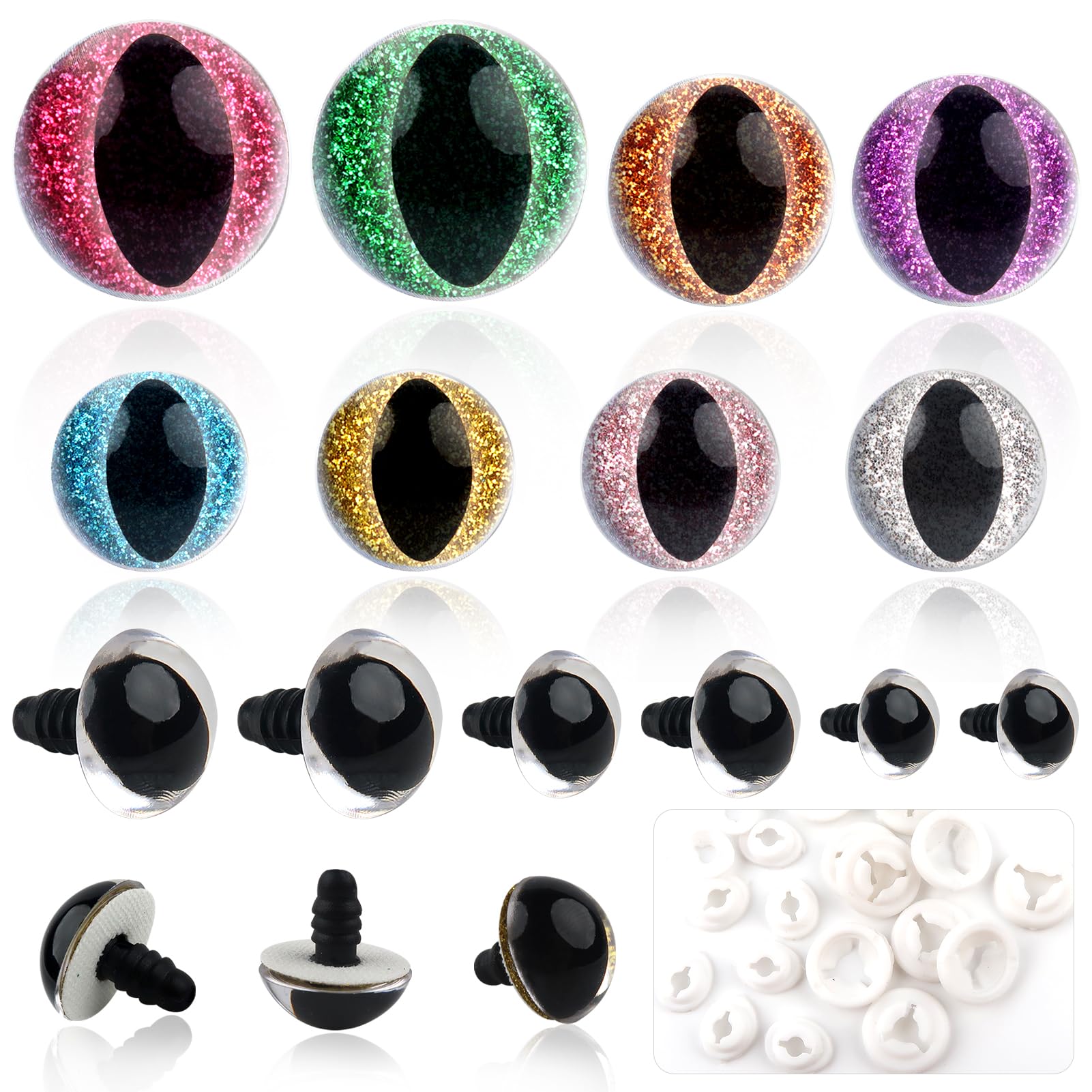 Amazon.com: TOAOB 80pcs Glitter Plastic Safety Eyes for Amigurumis 12mm ...