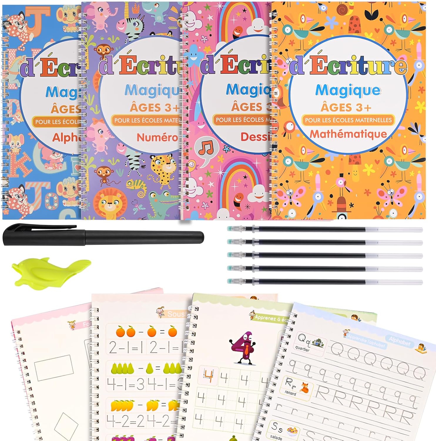 Comius Sharp Cahiers de Calligraphie Réutilisables pour Enfants, 4 ...