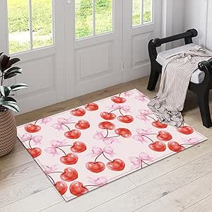 Amazon.com: Cherry Pink Bow Indoor Door Mat, Outdoor Entrance Doormat ...