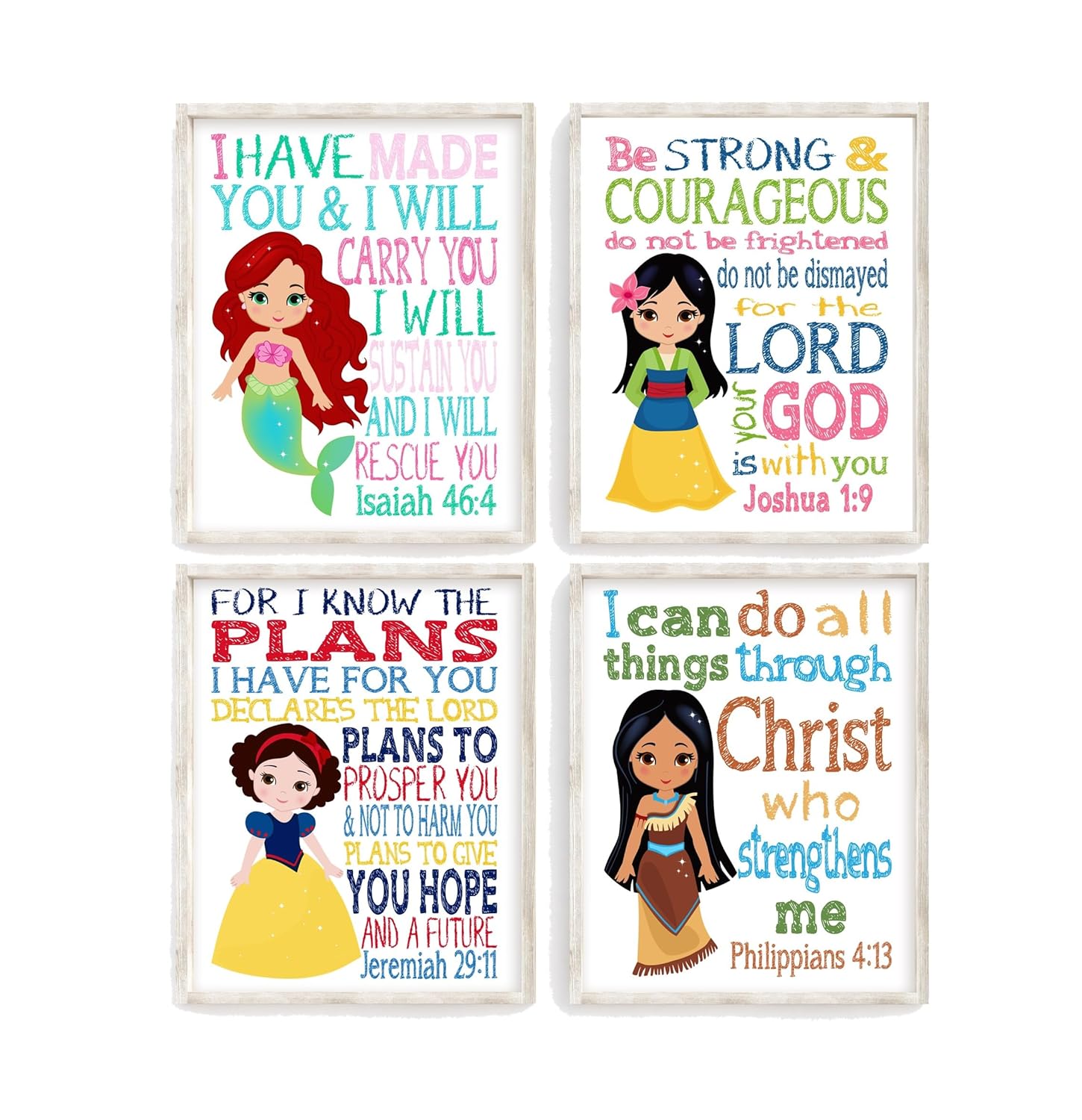 Amazon.com: Princess Christian Nursery Set of 4 Unframed Prints, Snow ...