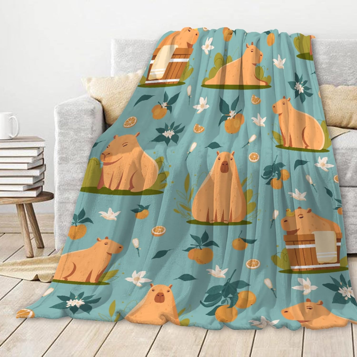 Amazon.com: Cute Cabybara Flannel Blanket | Capybara Lovers Home Decor ...