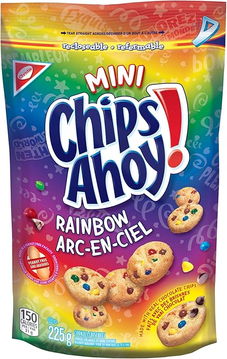 Chips Ahoy! Mini Rainbow Chocolate Chip Cookies, School Snacks, 225g ...