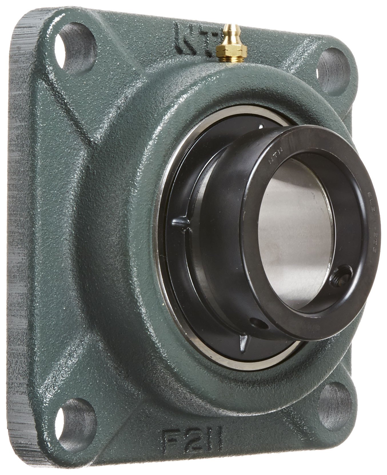 NTN UELF211-203D1 Light Duty Flange Bearing, 4 Bolts, Eccentric Lock ...