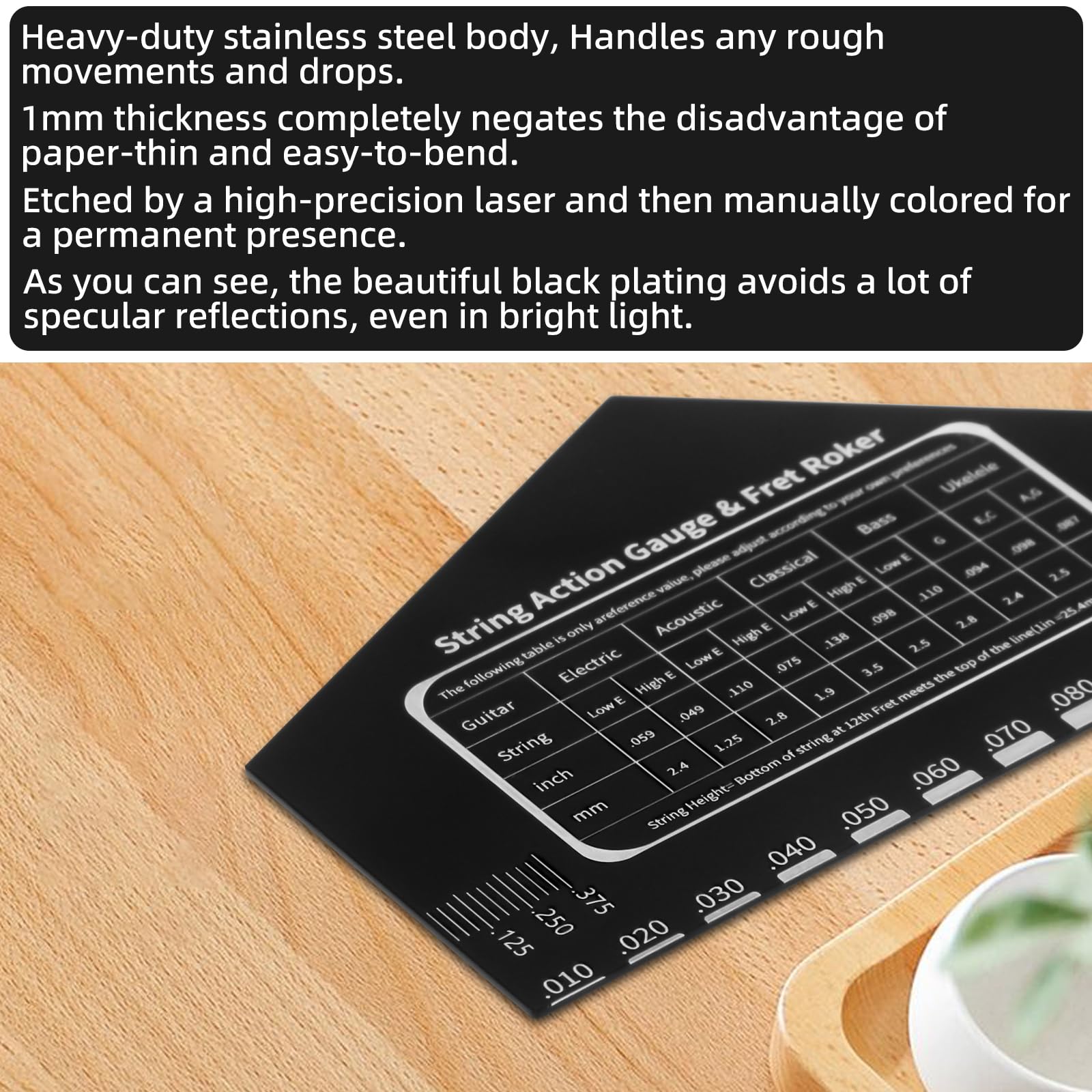 Snapklik.com : 1PCS Black And White Guitar String Action Gauge Ruler ...