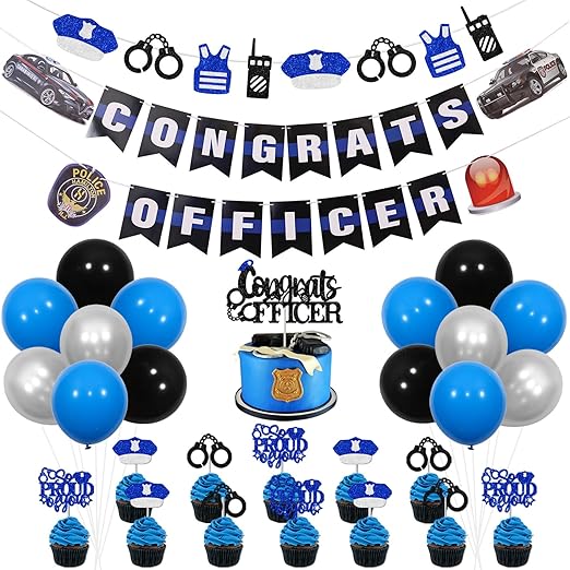 Amazon.com: kreat4joy Police Graduation Party Decorations, Congrats ...