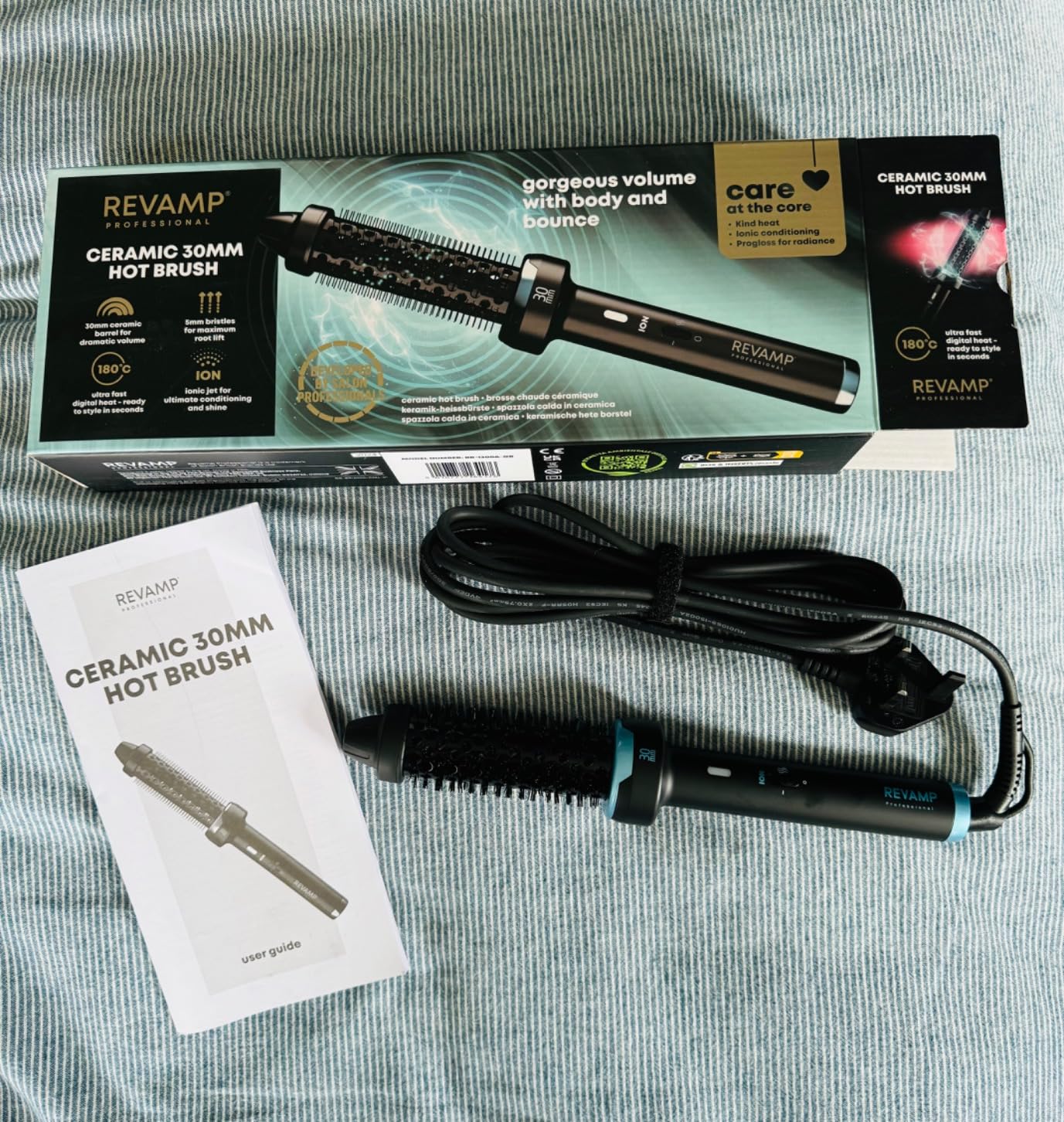 REVAMP 30mm Ceramic Hot Brush Styler - Round Barrel Heated Curling ...