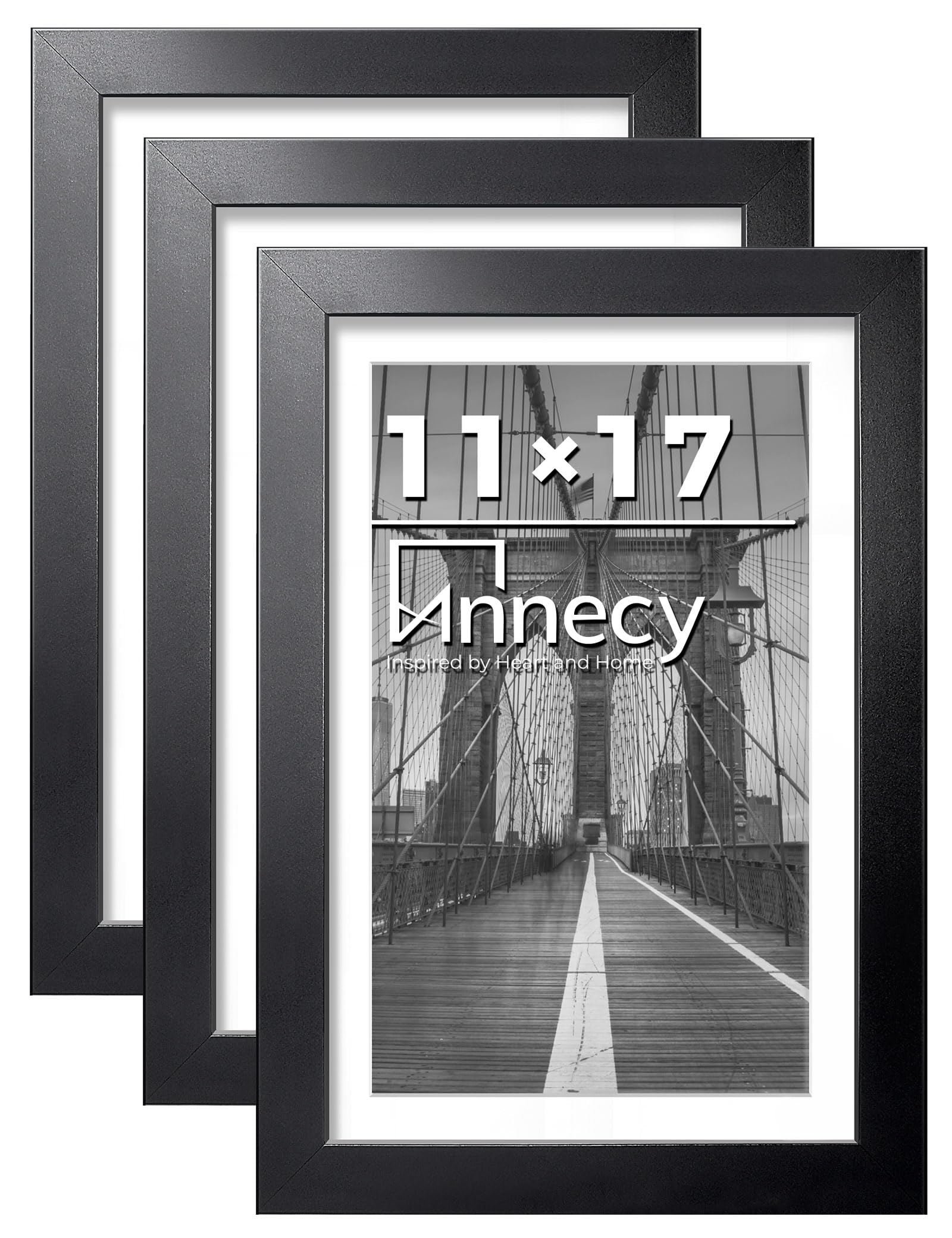 Amazon.com - Annecy 11x17 Picture Frame Set of 3, Display Pictures 9x15 ...