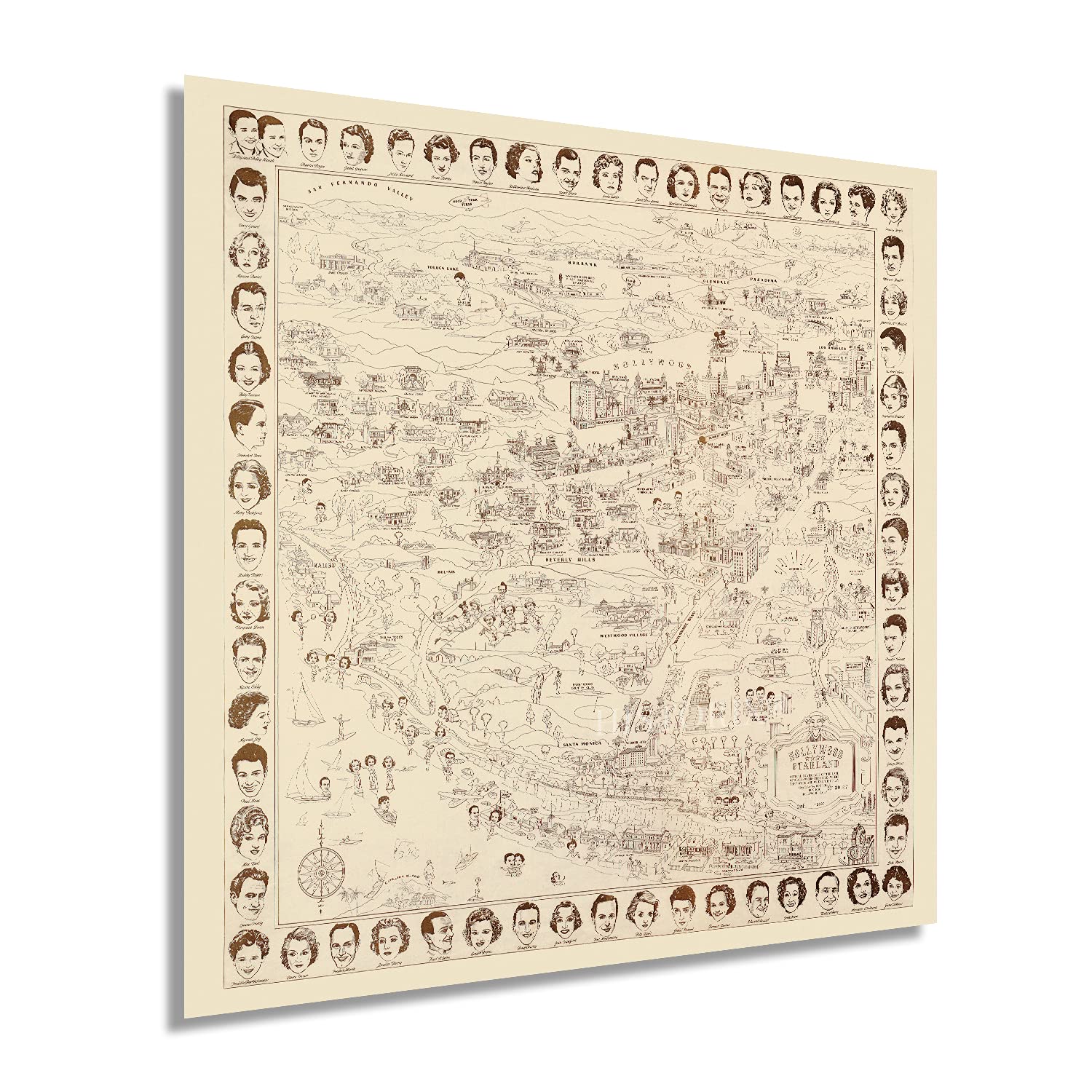 Buy HISTORIX Vintage 1937 Hollywood - 24x24 Inch Vintage of Hollywood ...