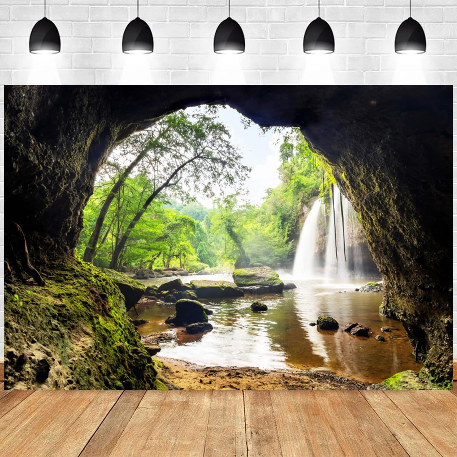 Nature Landscape Trees Forest Waterfall Cave Long