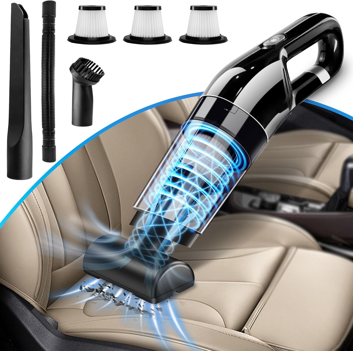 DeeprBlu Portable Car Vacuum Cleaner, 10000Pa Powerful Car Vacuum ...