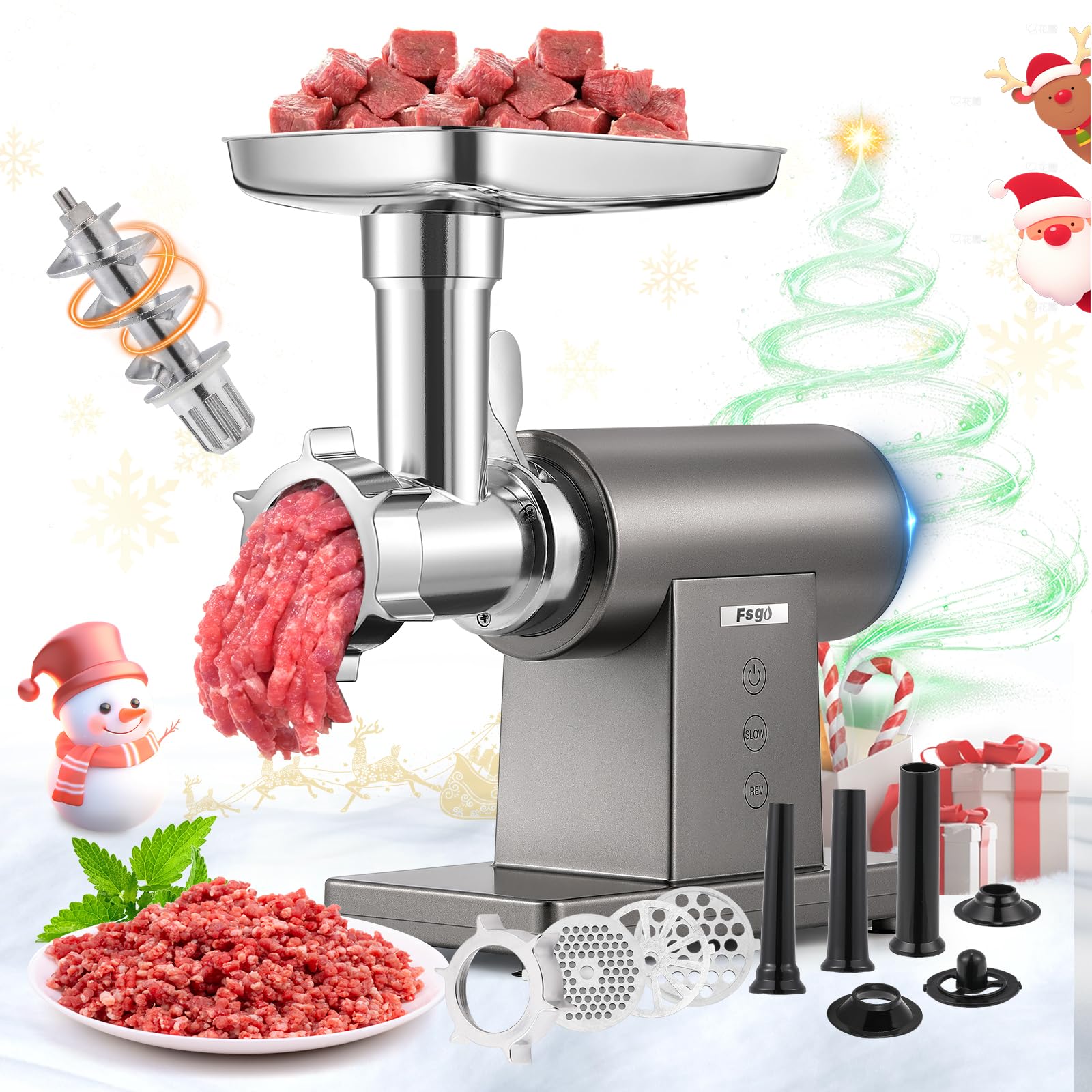 Amazon.com: Flyseago Meat Grinder Electric 3200W Heavy Duty Meat Mincer ...