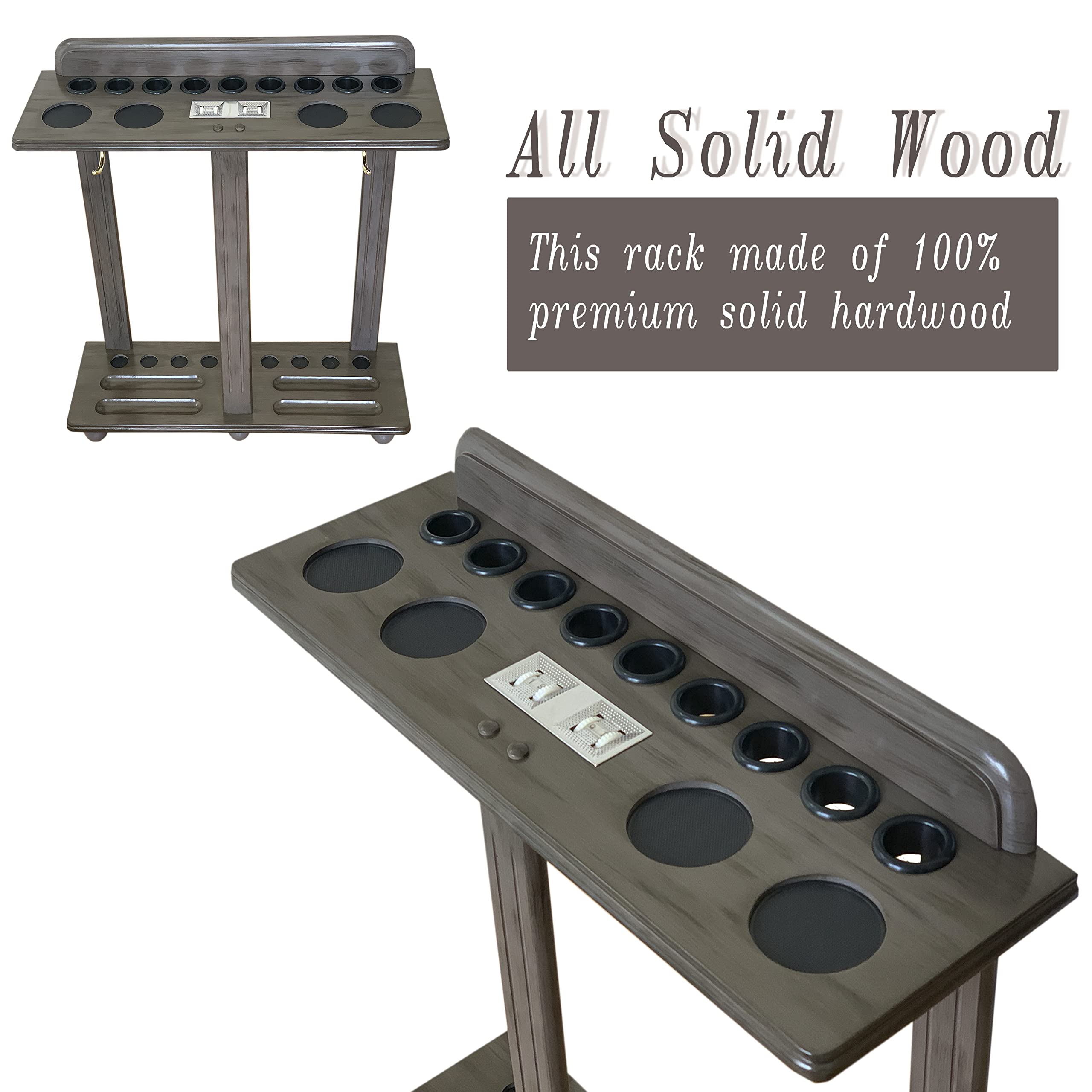 Billiard Cue Rack GACCO BILLIARDS Solid Hardwood Floor Cue Rack - Holds ...