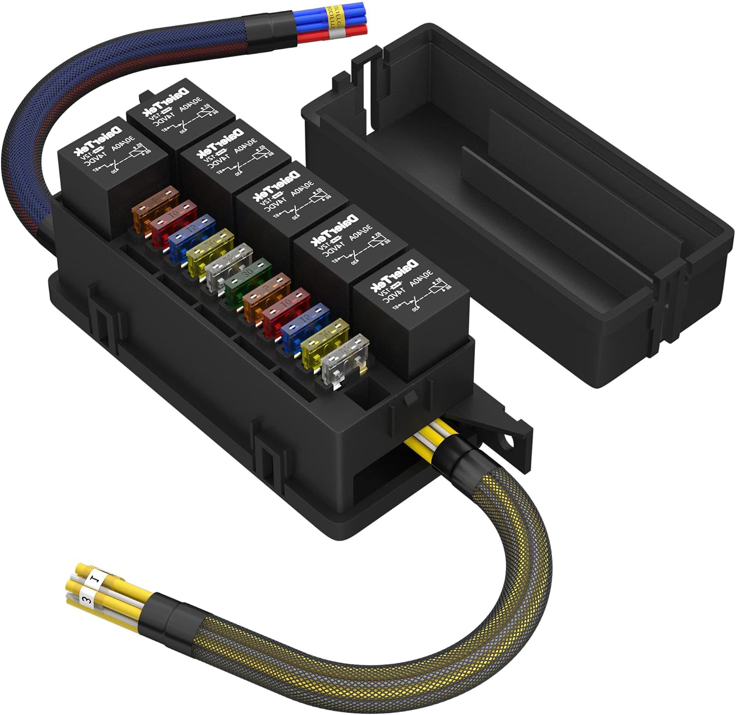 12 Vlot Automotive Fuse Relay Box Pre-Wired Fuse and Relay Box with 6 ...