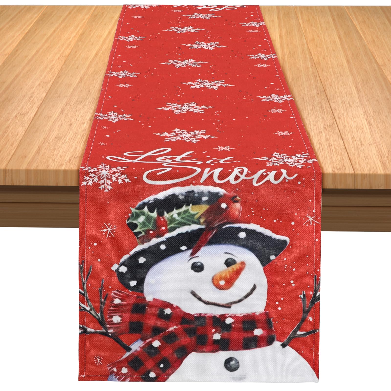 Amazon.com: Snowman Snowflakes Winter Table Runner Seasonal Christmas ...